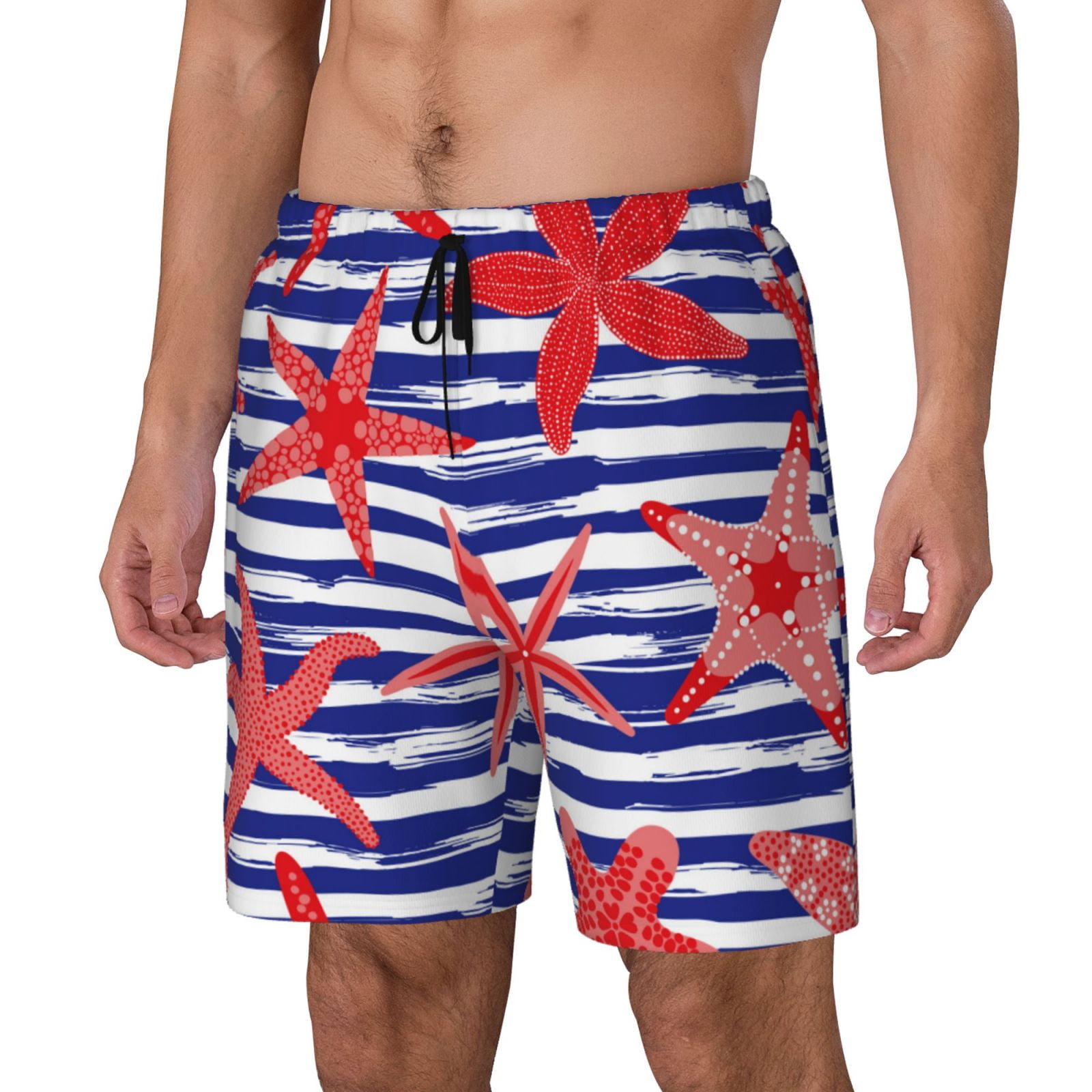 Vsdgher Sea Stars for Mens Swim Trunks with Compression Liner Swim ...