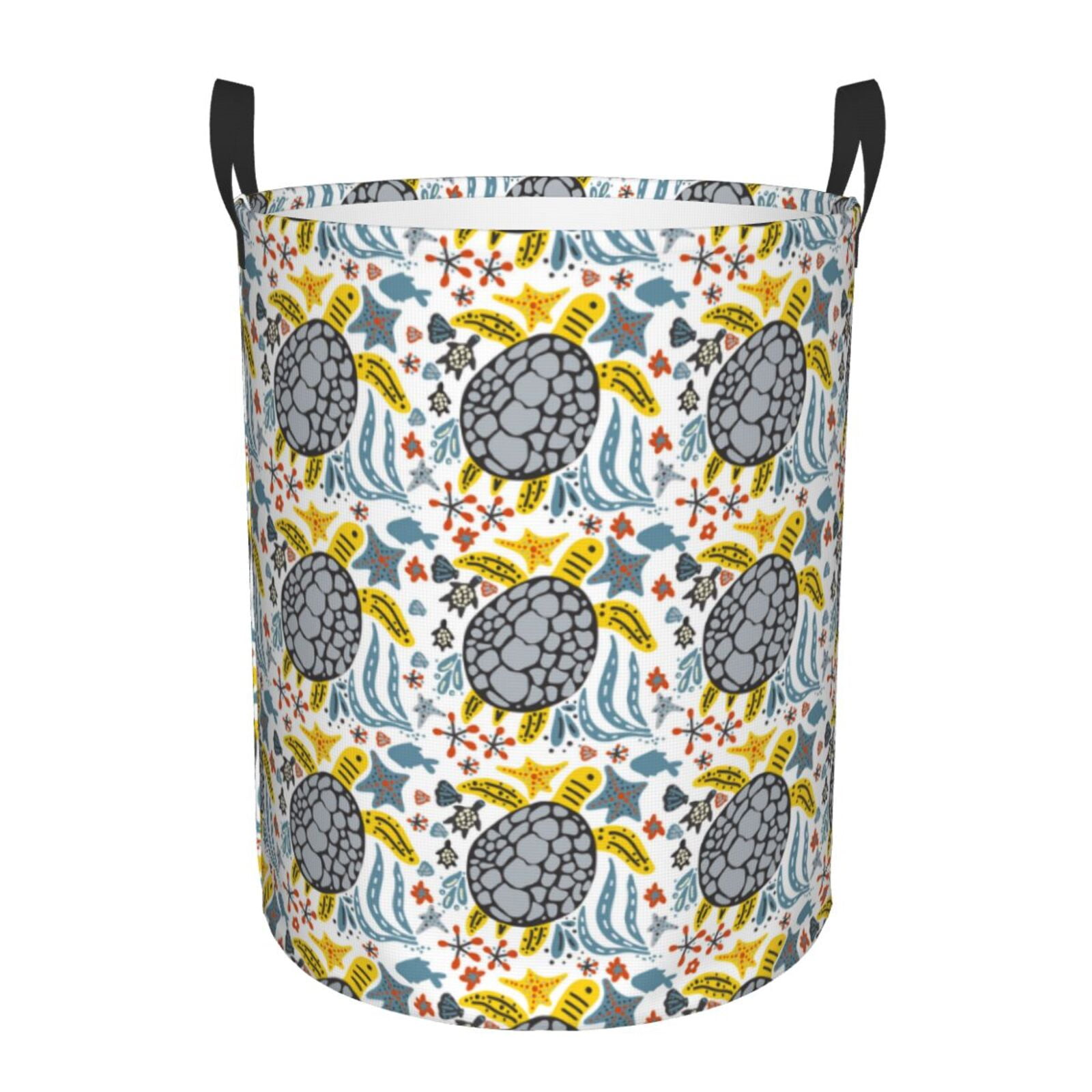 Vsdgher Sea Turtle Waterproof Round Collapsible Large Laundry Basket ...