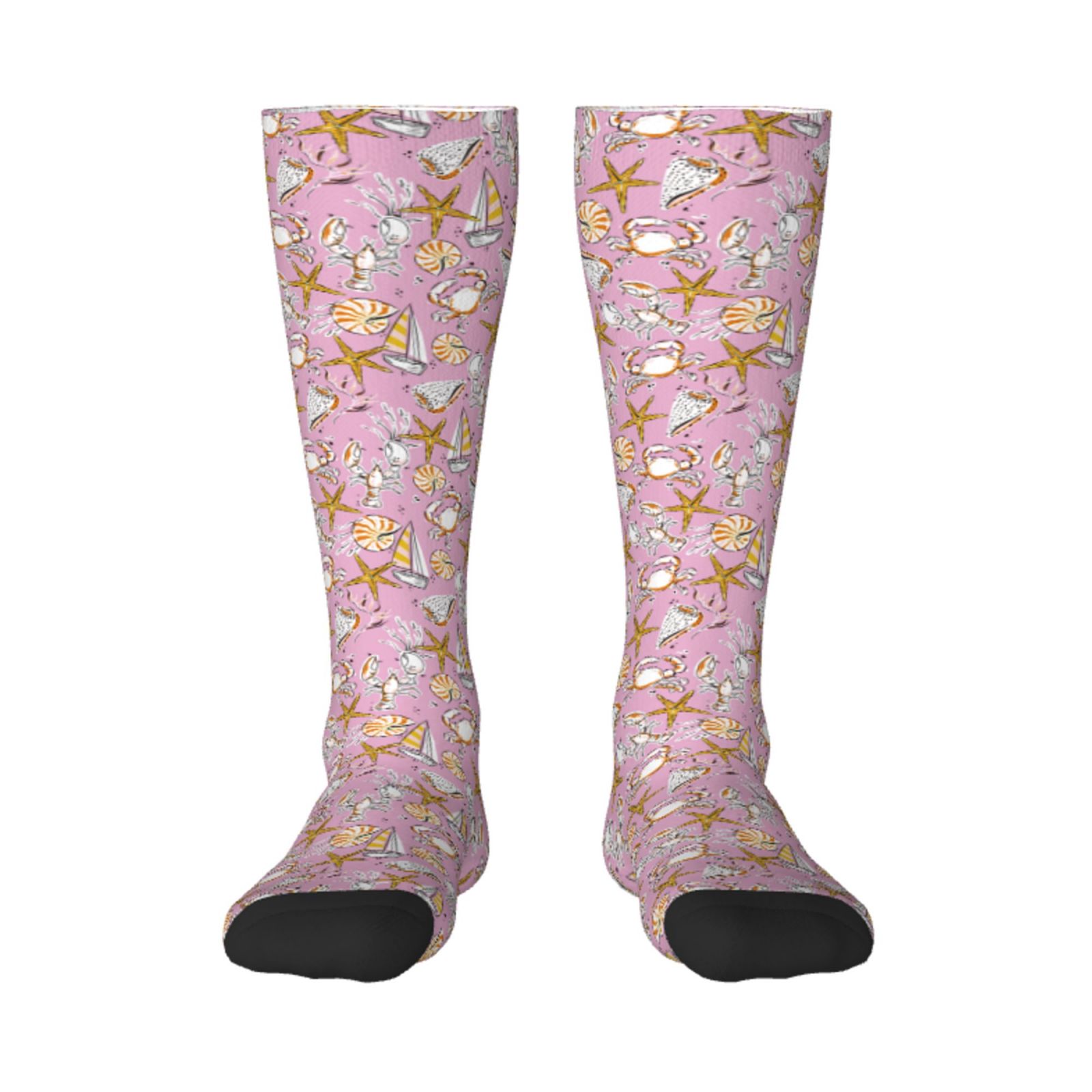 Vsdgher Seafood Print Thigh High Socks Extra Long Stretchy Sock Women ...