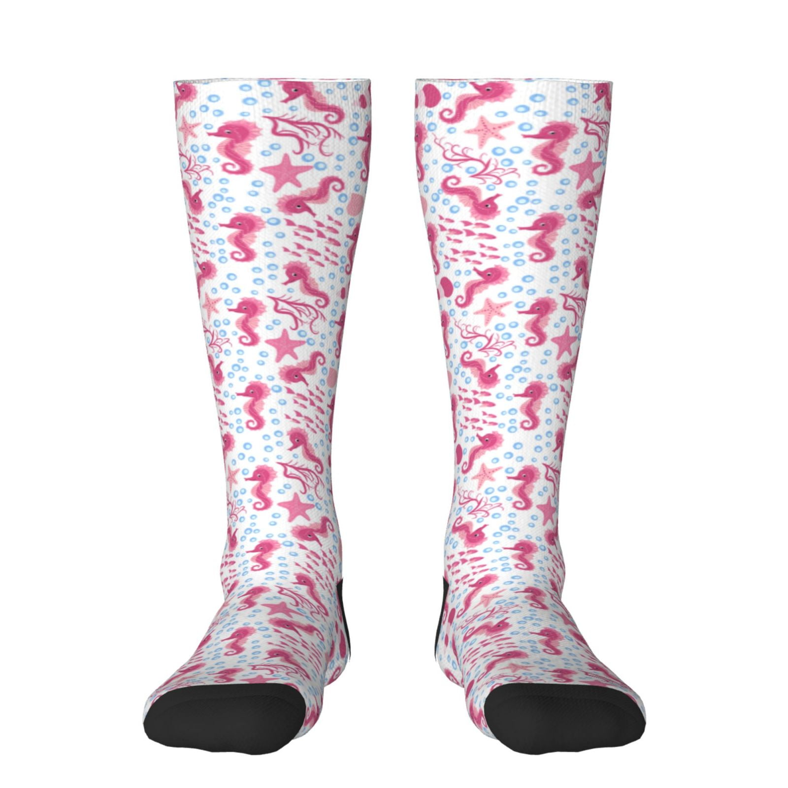 Vsdgher Seahorse and Starfish Print Thigh High Socks Extra Long ...