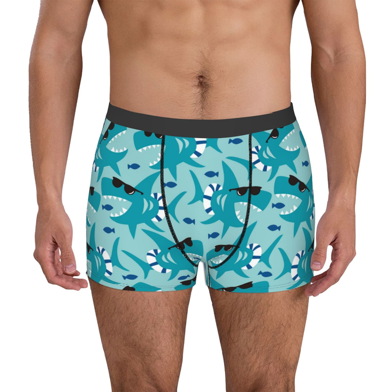 Vsdgher Shark Wearing Sunglasses Pattern Men's Boxer Brief Underwear ...