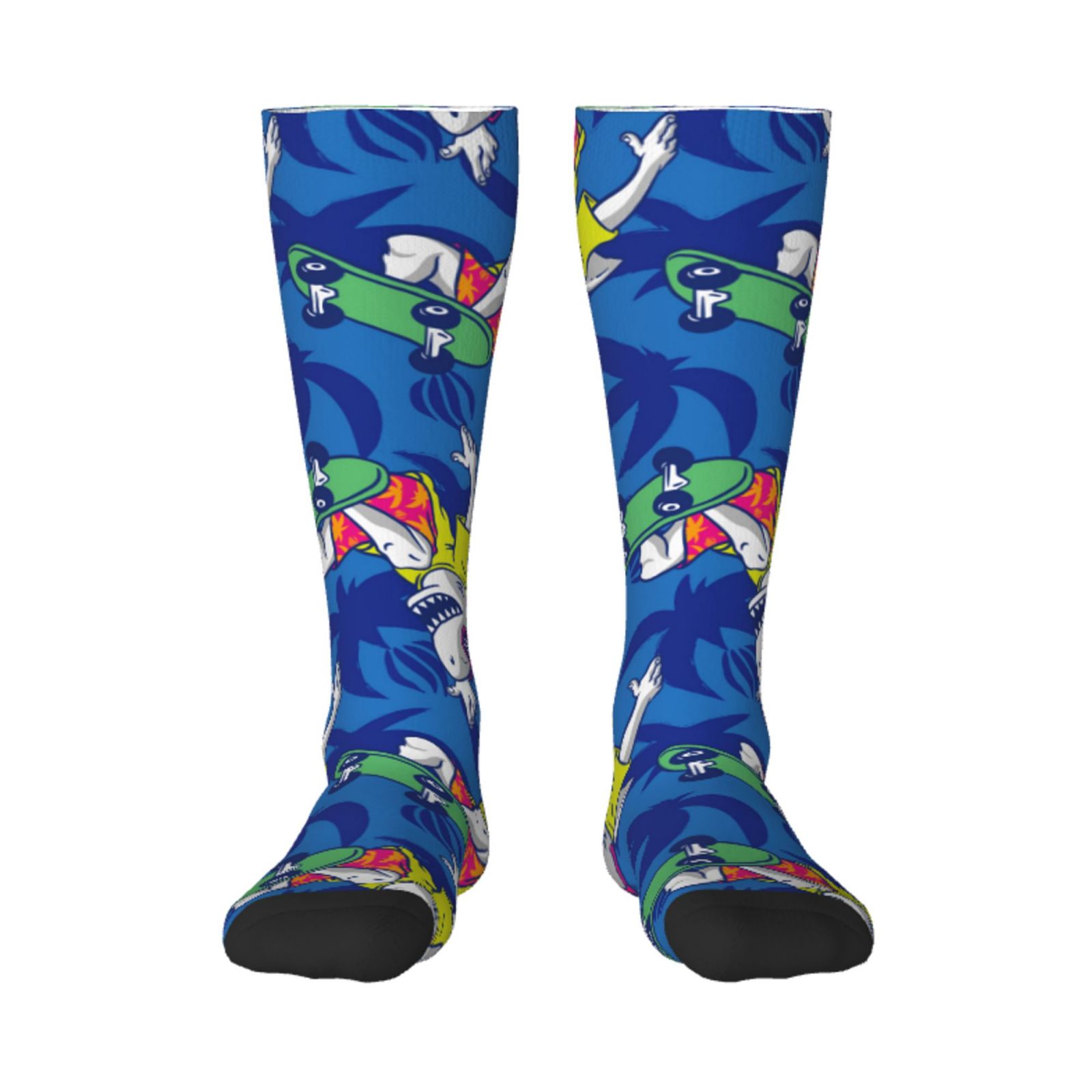 Vsdgher Sharks Skateboarding With Palm Print Thigh High Socks Extra ...