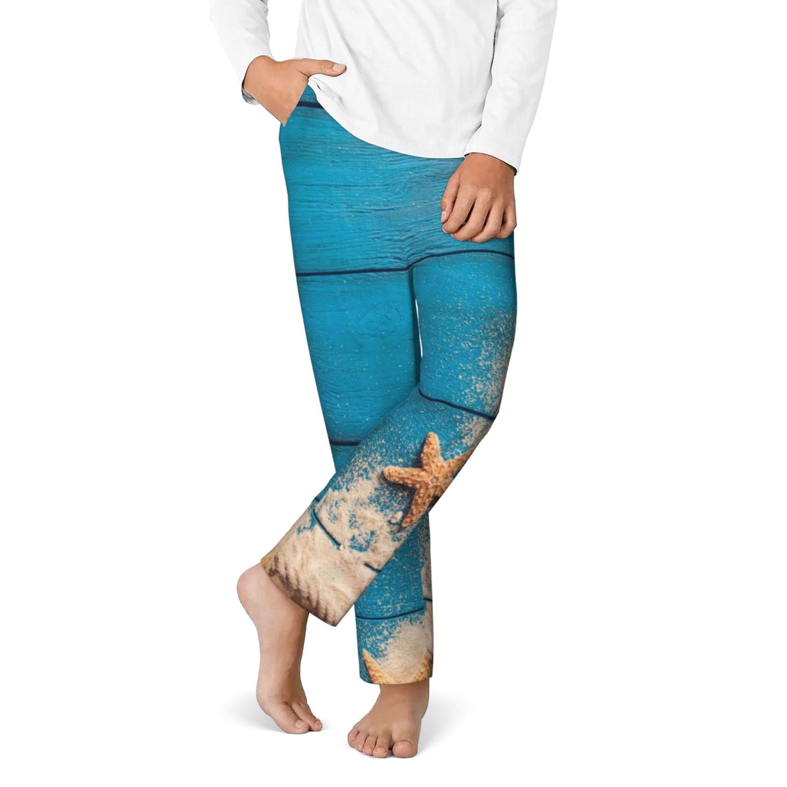 Vsdgher Shells and Starfish Print Kids Pajama Pants,Long Sleep Plaid Pants Soft Lounge Pj ...