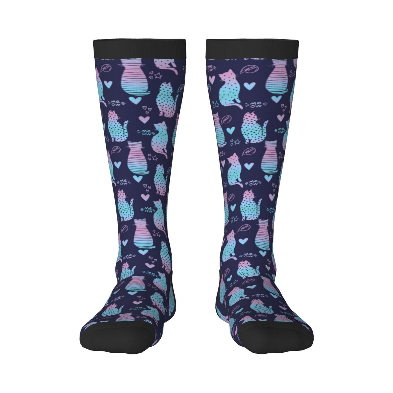 Vsdgher Silhouette Cats Print Thigh High Socks Extra Long Stretchy Sock ...