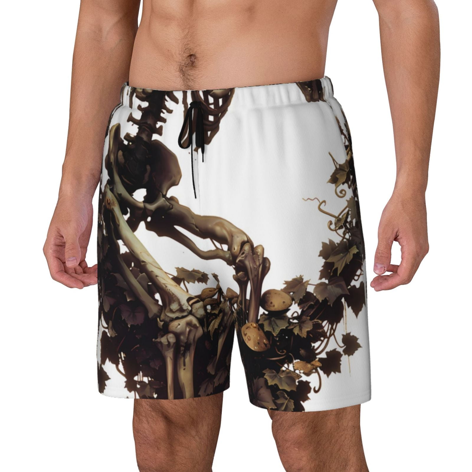 Vsdgher Skeleton Dance with Mushrooms for Mens Swim Trunks with ...