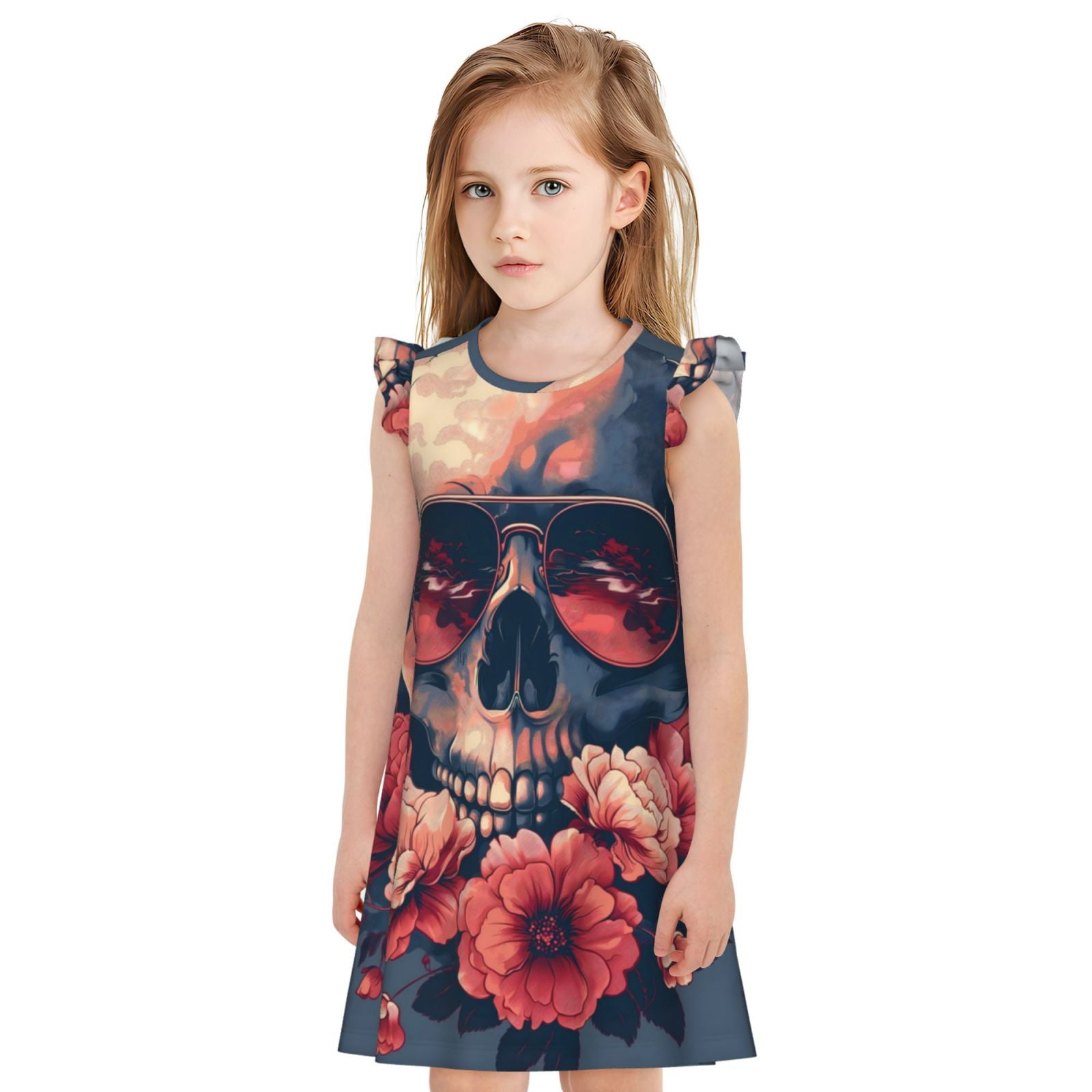 Vsdgher Skull With Roses And Sunglasses for Girls Nightgowns Toddler ...