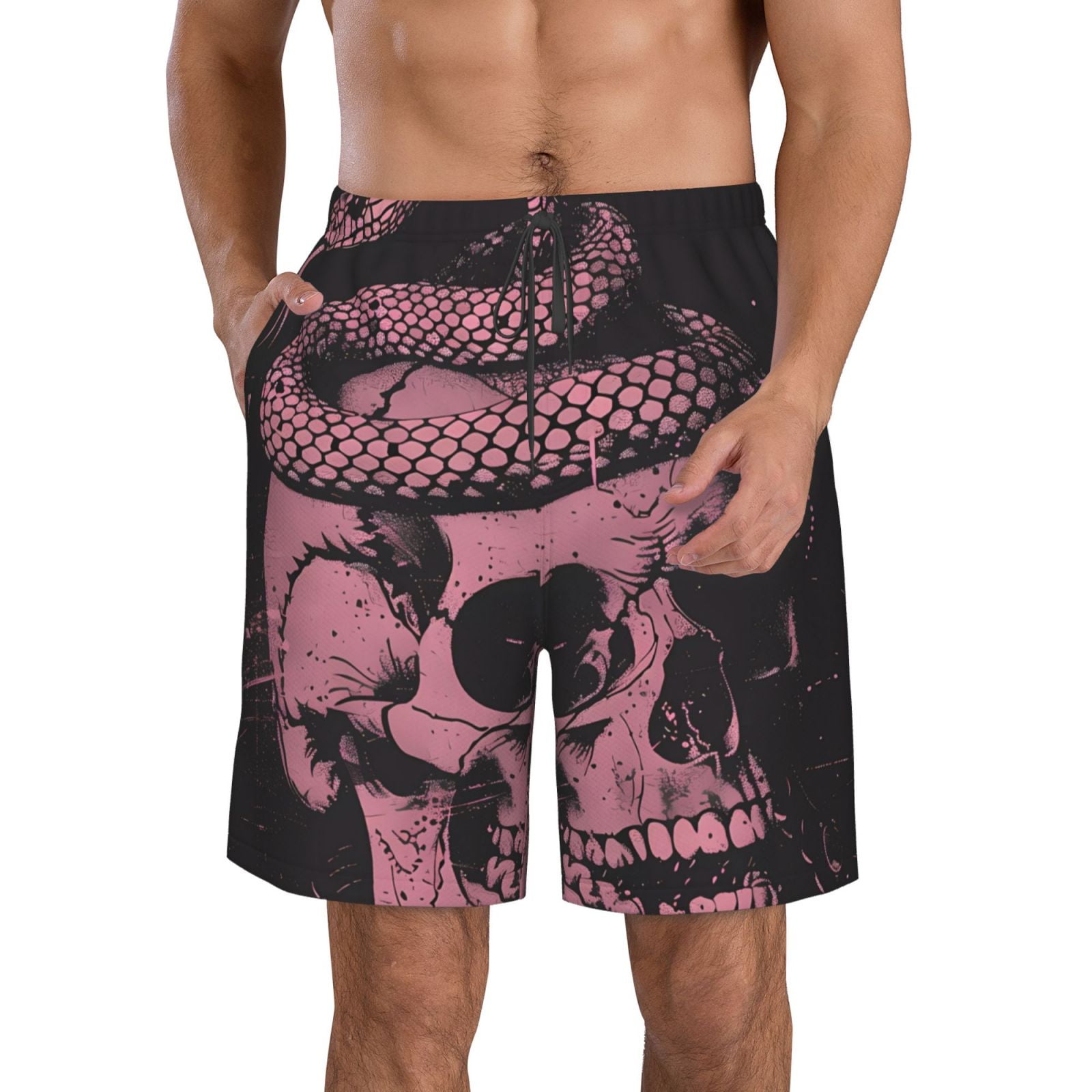 Vsdgher Skull and Snake Art Men's Beach Shorts, Surfing shorts, Swim ...