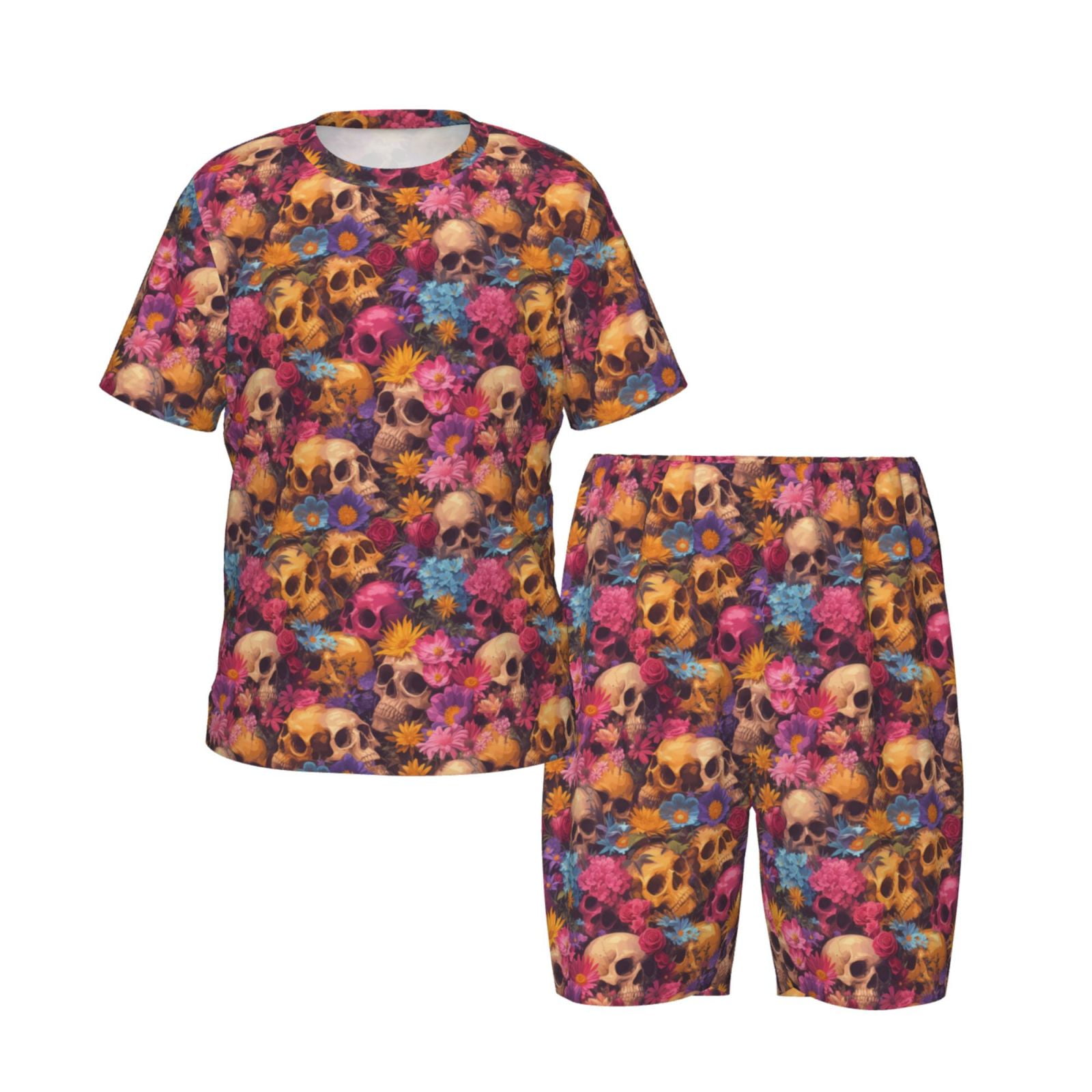 Vsdgher Skull blue daisy flower Print girls Short Sleeve Top and Shorts ...