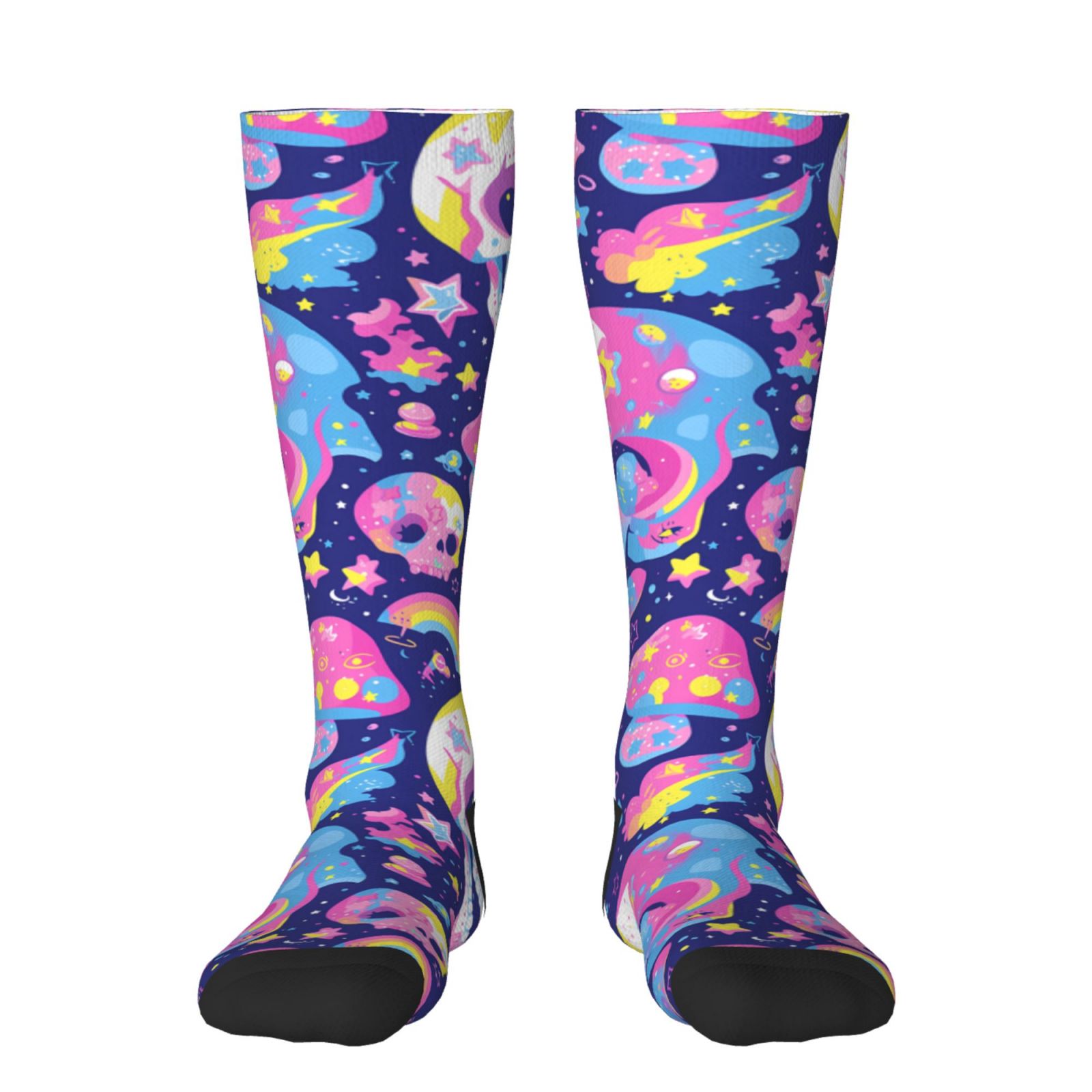 Vsdgher Skull colorful mushroom Print Thigh High Socks Extra Long ...