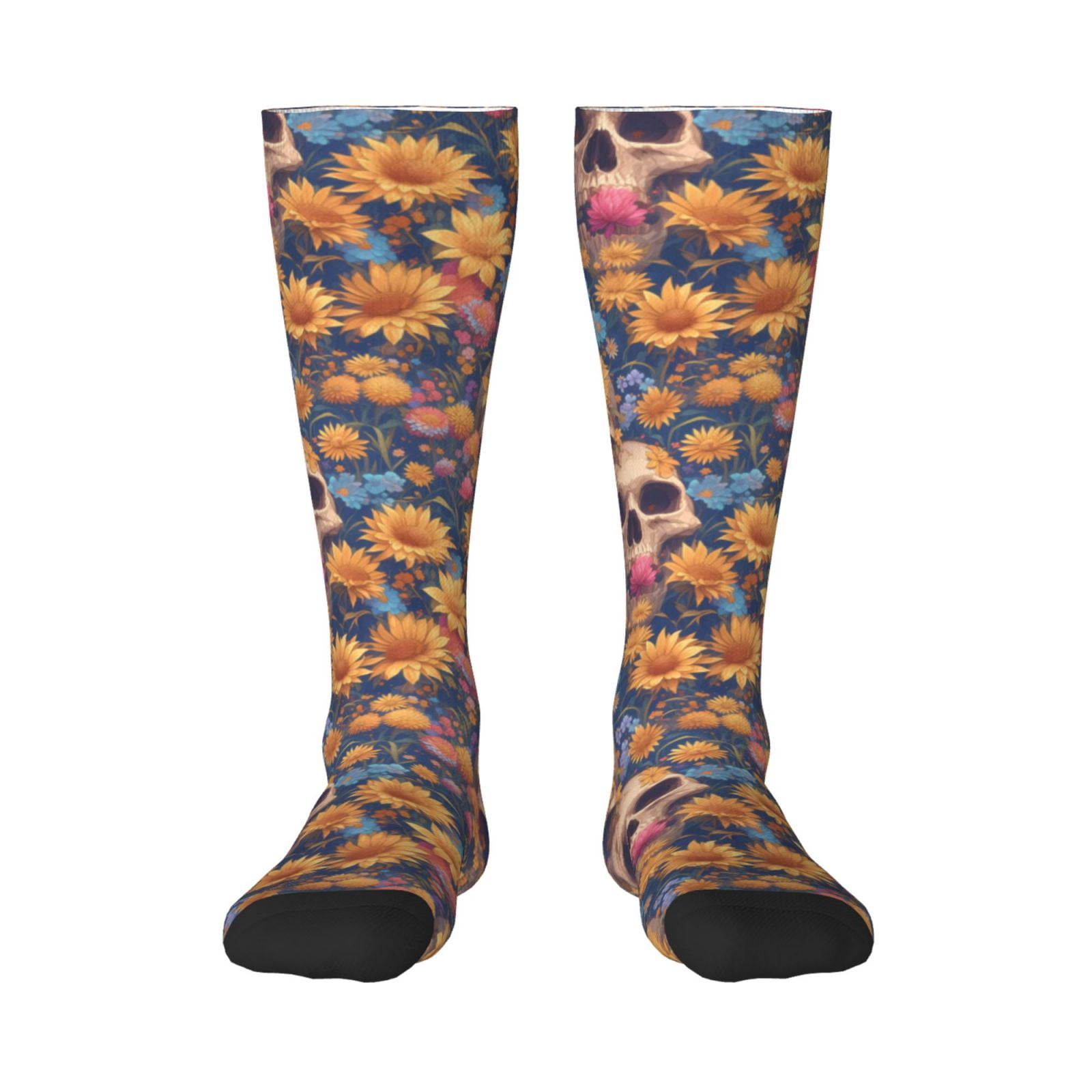 Vsdgher Skull daisy colorful Print Thigh High Socks Extra Long Stretchy ...