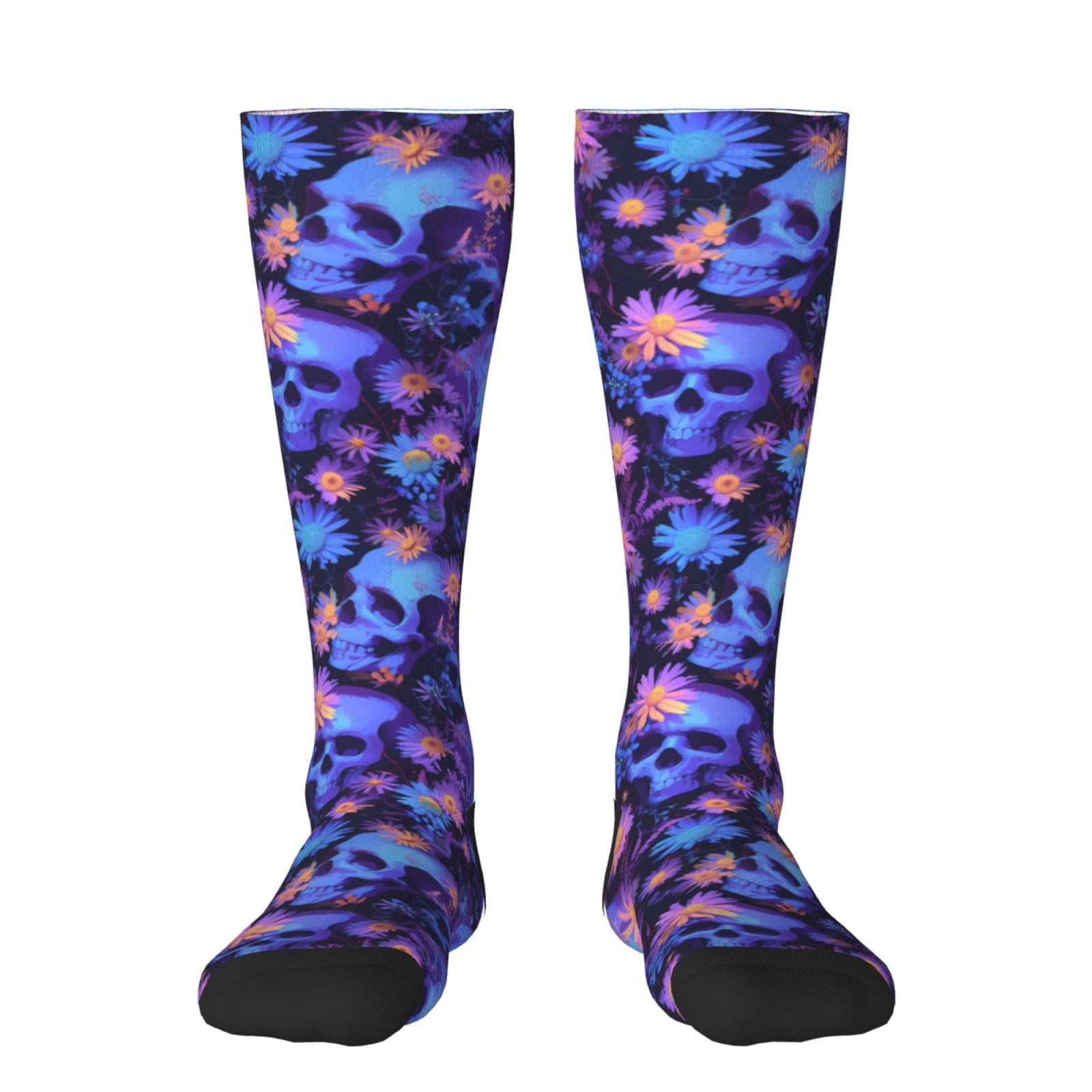Vsdgher Skull daisy purple Print Thigh High Socks Extra Long Stretchy ...