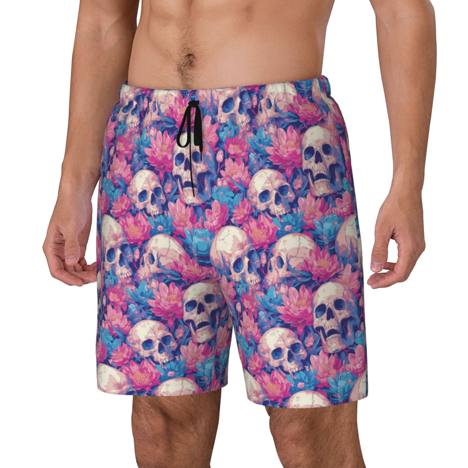 Vsdgher Skull for Mens Swim Trunks with Compression Liner Swim Shorts ...