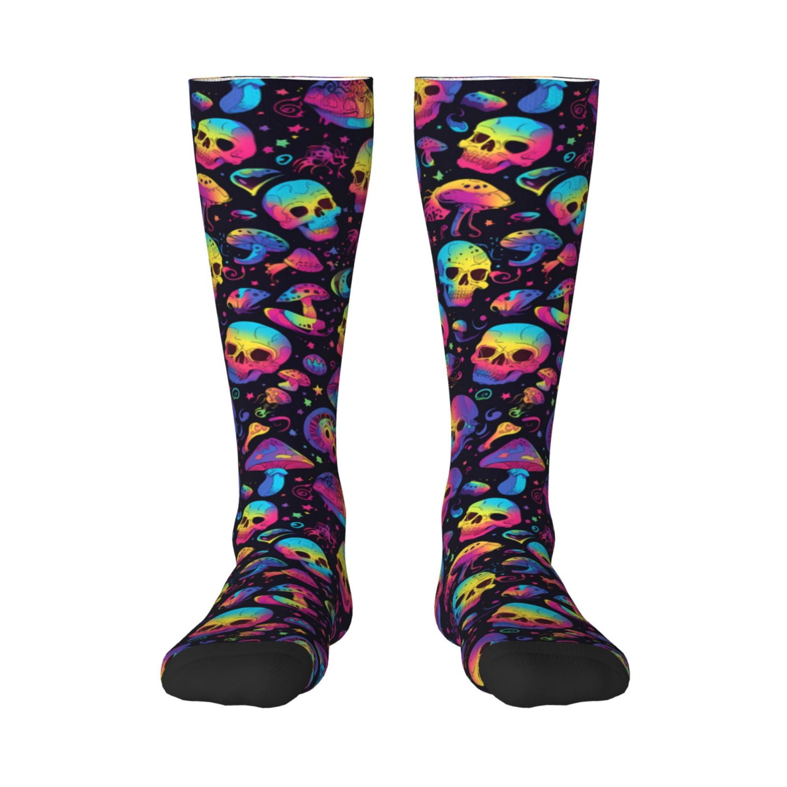Vsdgher Skull mushroom rainbow color Print Thigh High Socks Extra Long ...
