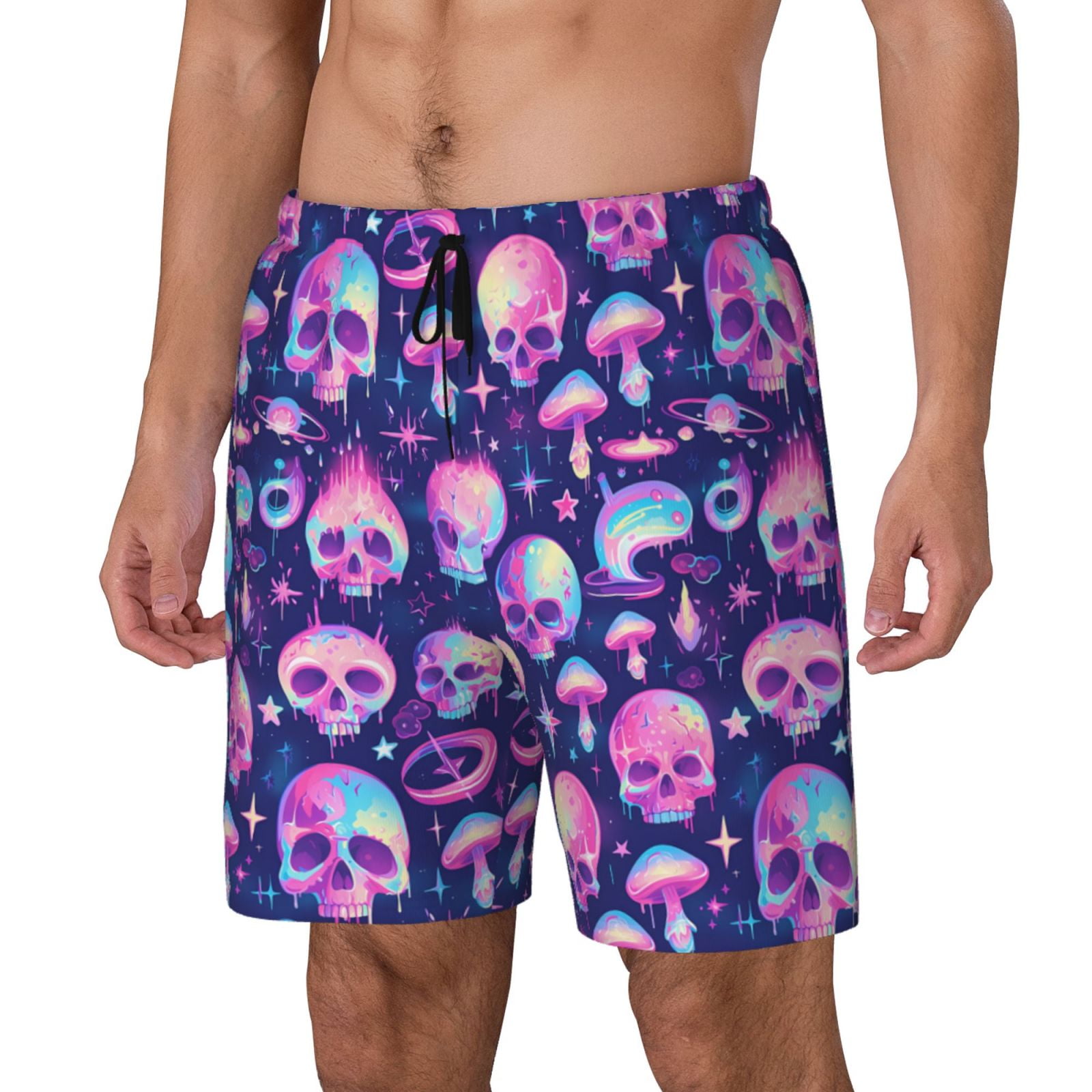 Vsdgher Skull rainbow color for Mens Swim Trunks with Compression Liner ...