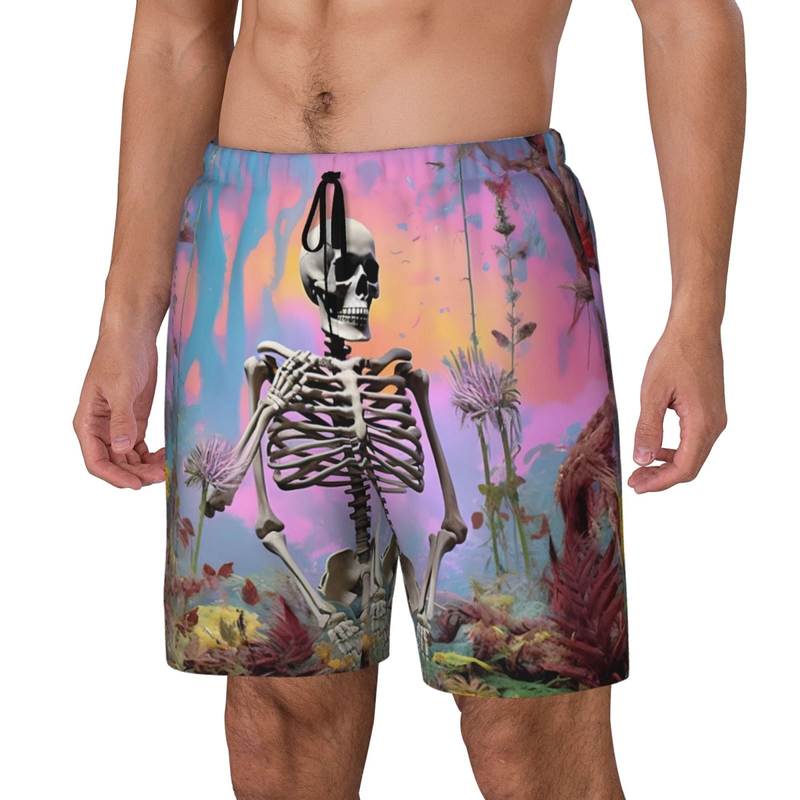 Vsdgher Sky Sunflower Skull for Mens Swim Trunks with Compression Liner ...