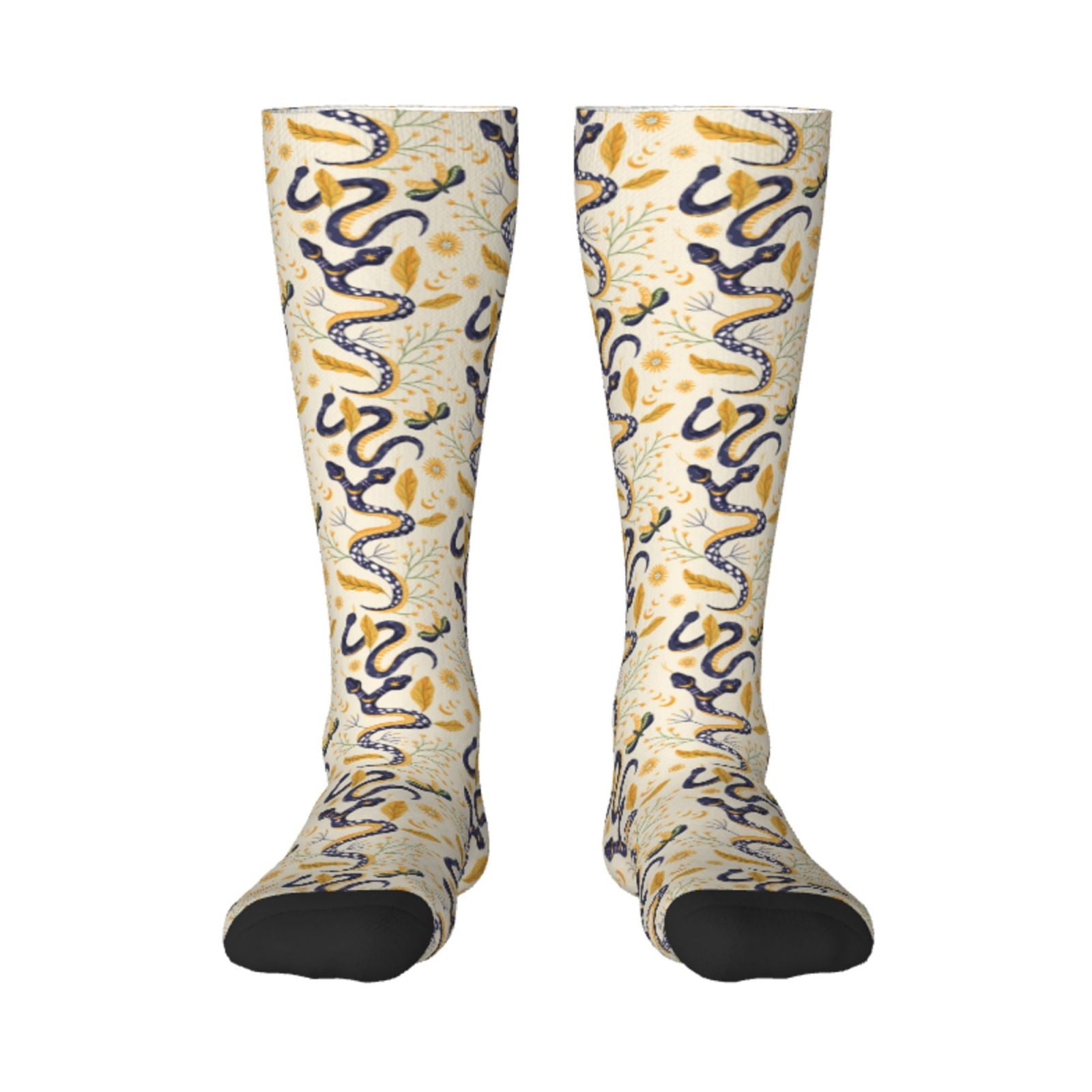 Vsdgher Snake And Floral Print Thigh High Socks Extra Long Stretchy ...