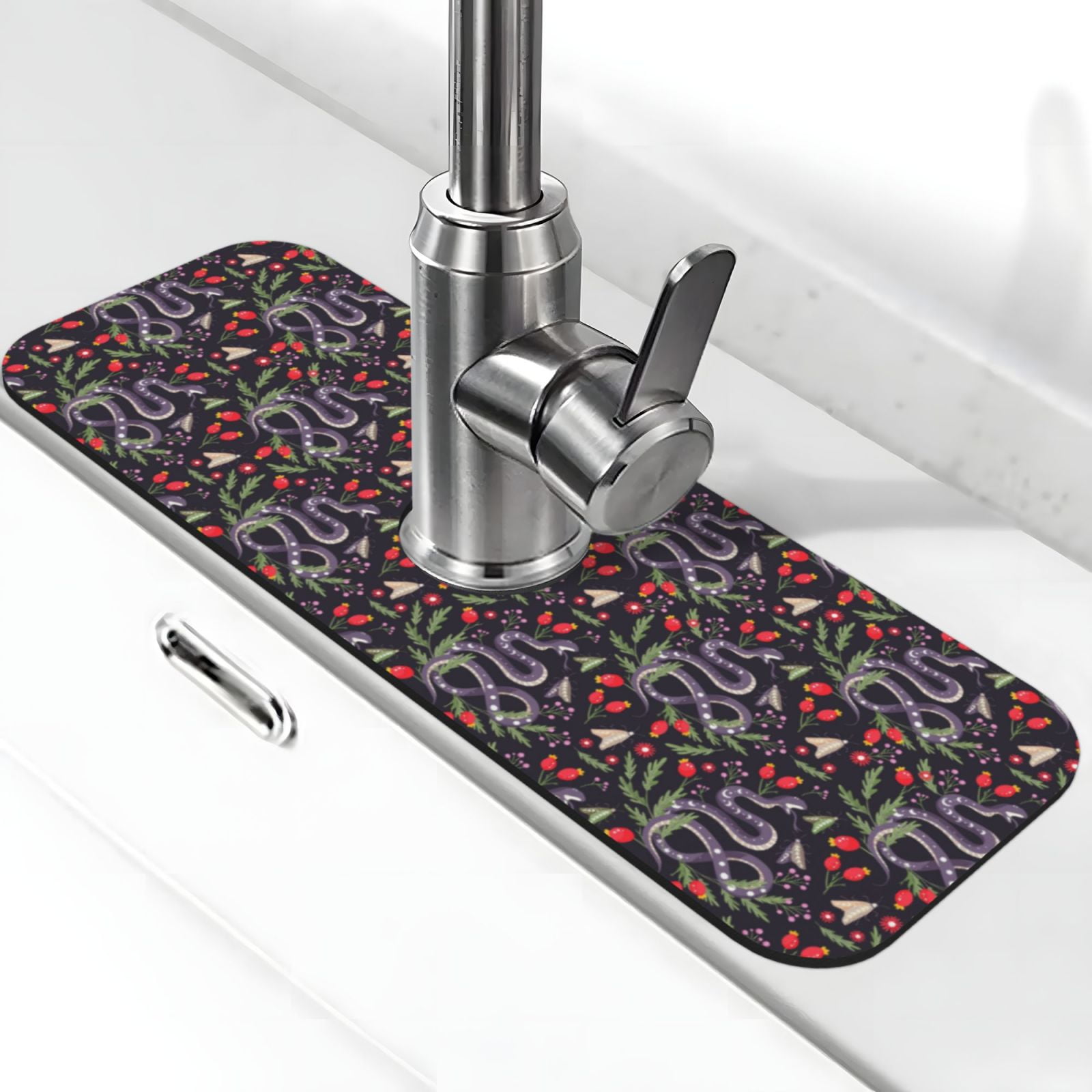 Vsdgher Snakes And Snake Fruit Kitchen Sink Splash Guard Faucet Mat -1 PC Super Absorbent Fast ...