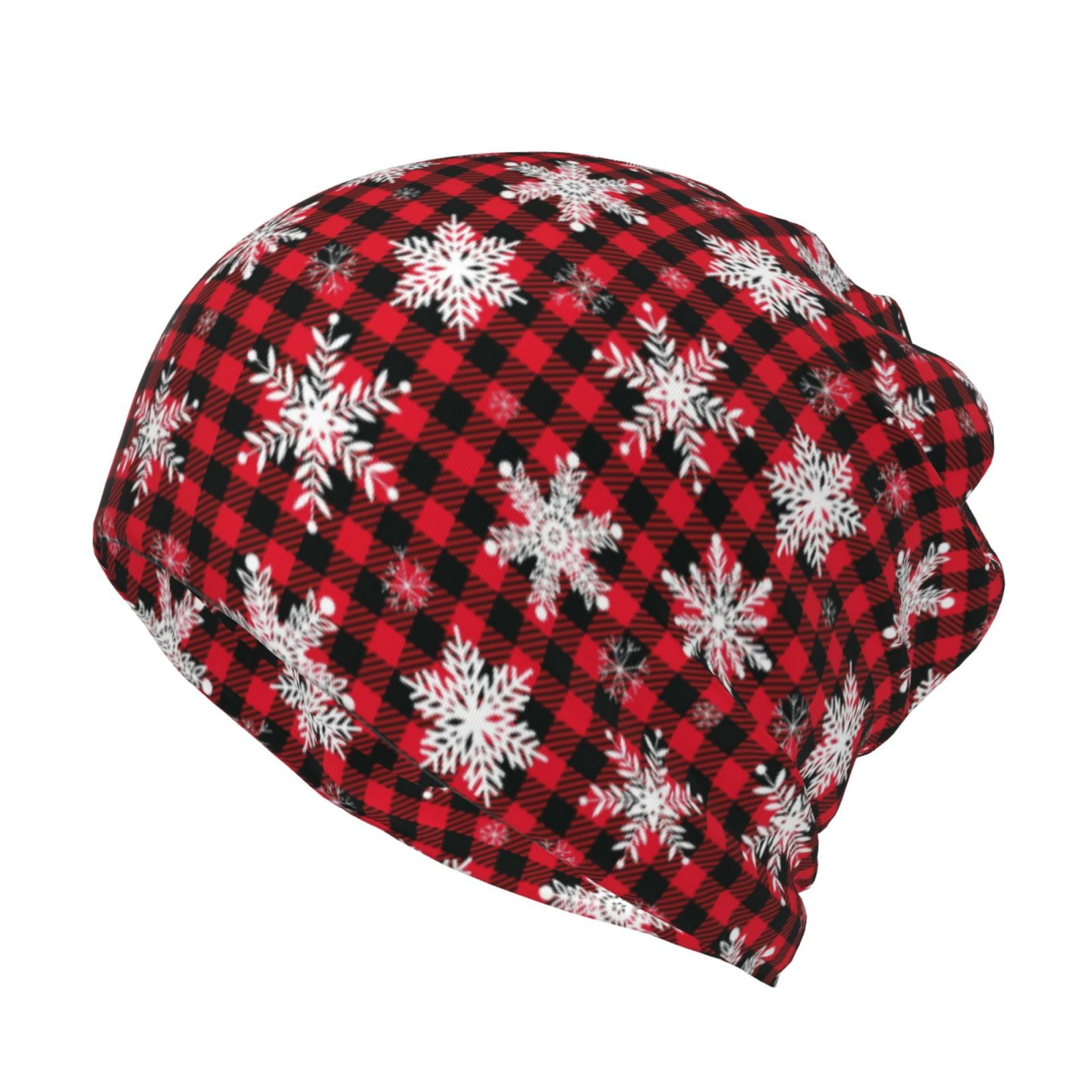 Vsdgher Snowflakes On A Buffalo Plaid Christmas Slouchy Beanie Hat for ...
