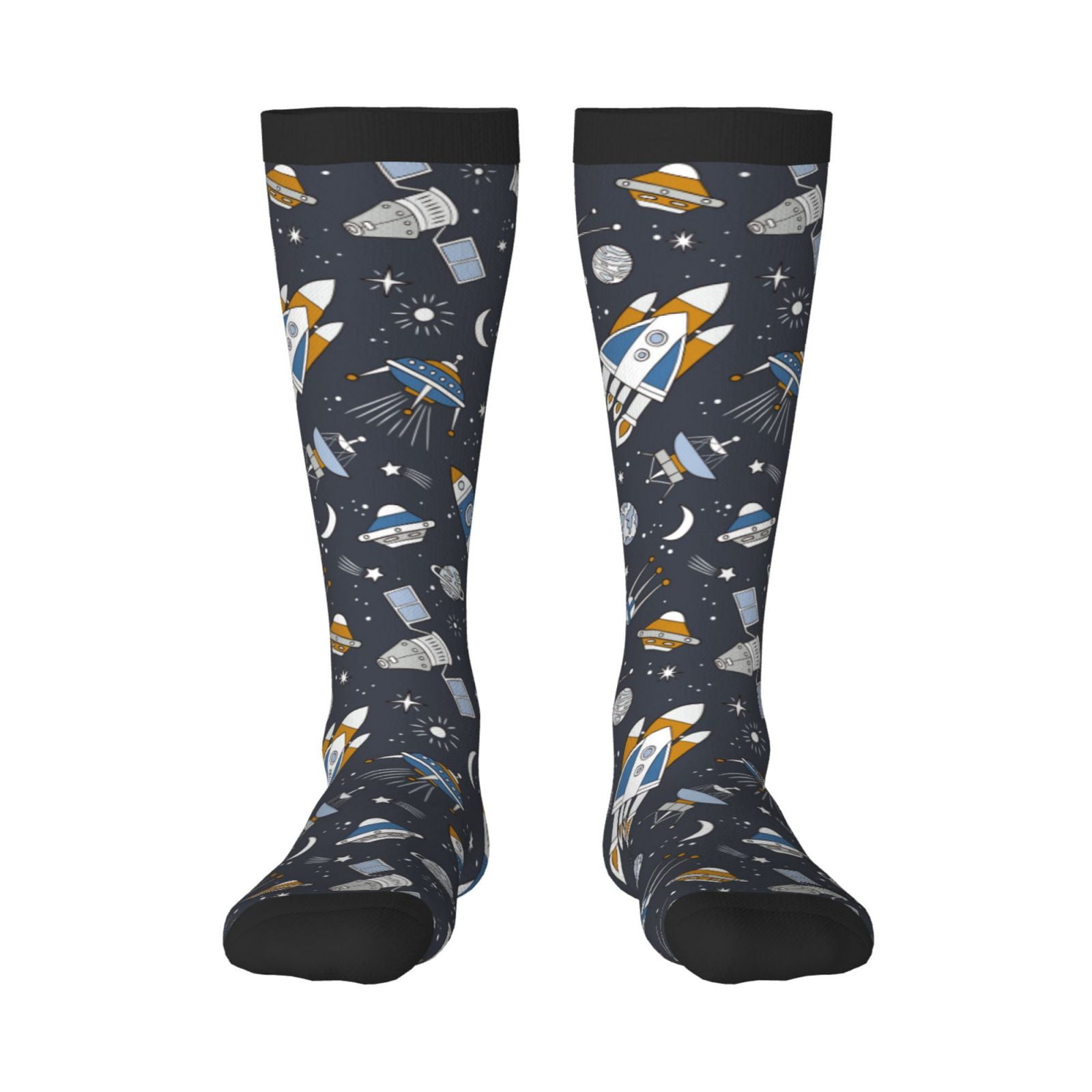 Vsdgher Space Cars Print Thigh High Socks Extra Long Stretchy Sock ...