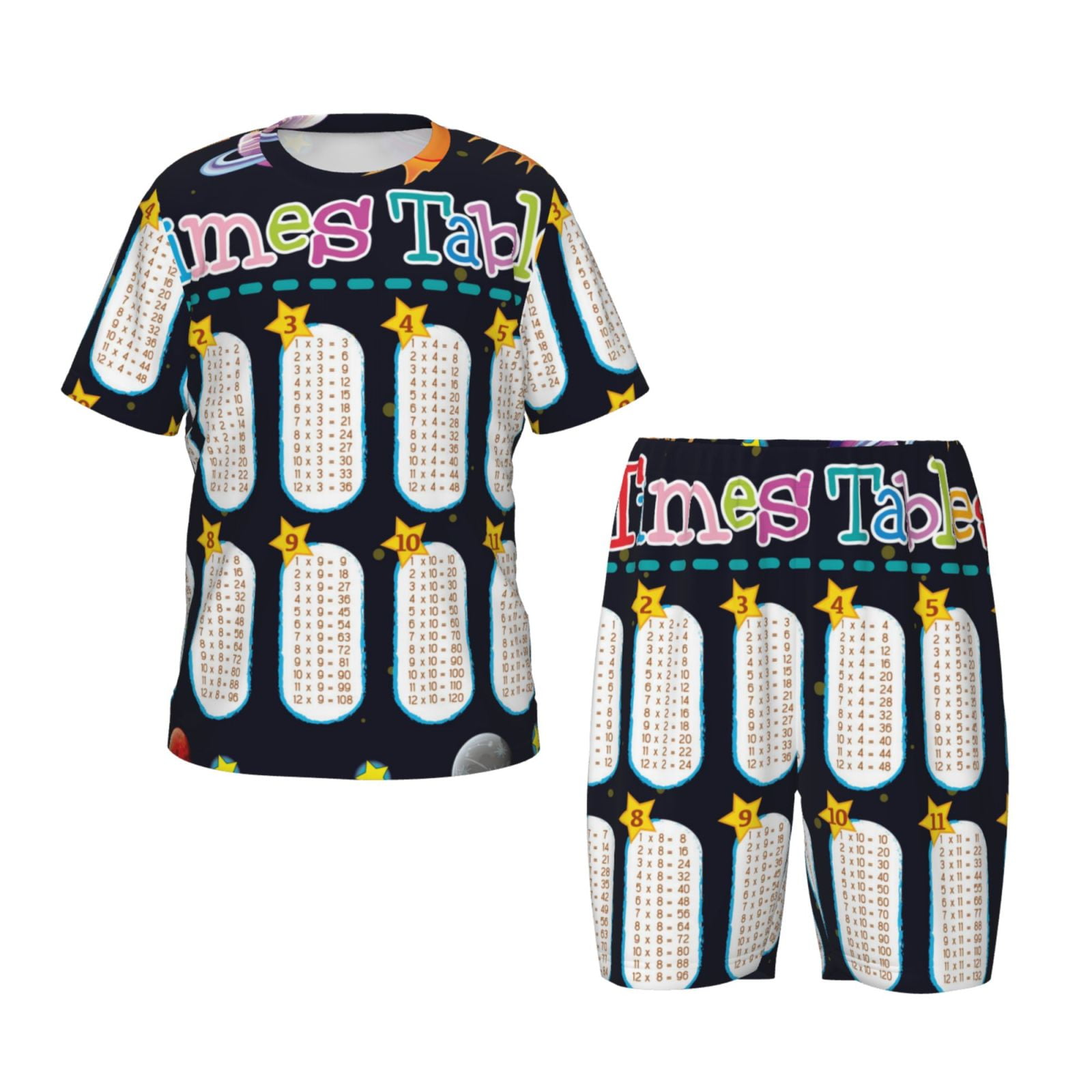 Vsdgher Space Math Times Tables for Kids Short Sleeve Pajamas Kids ...