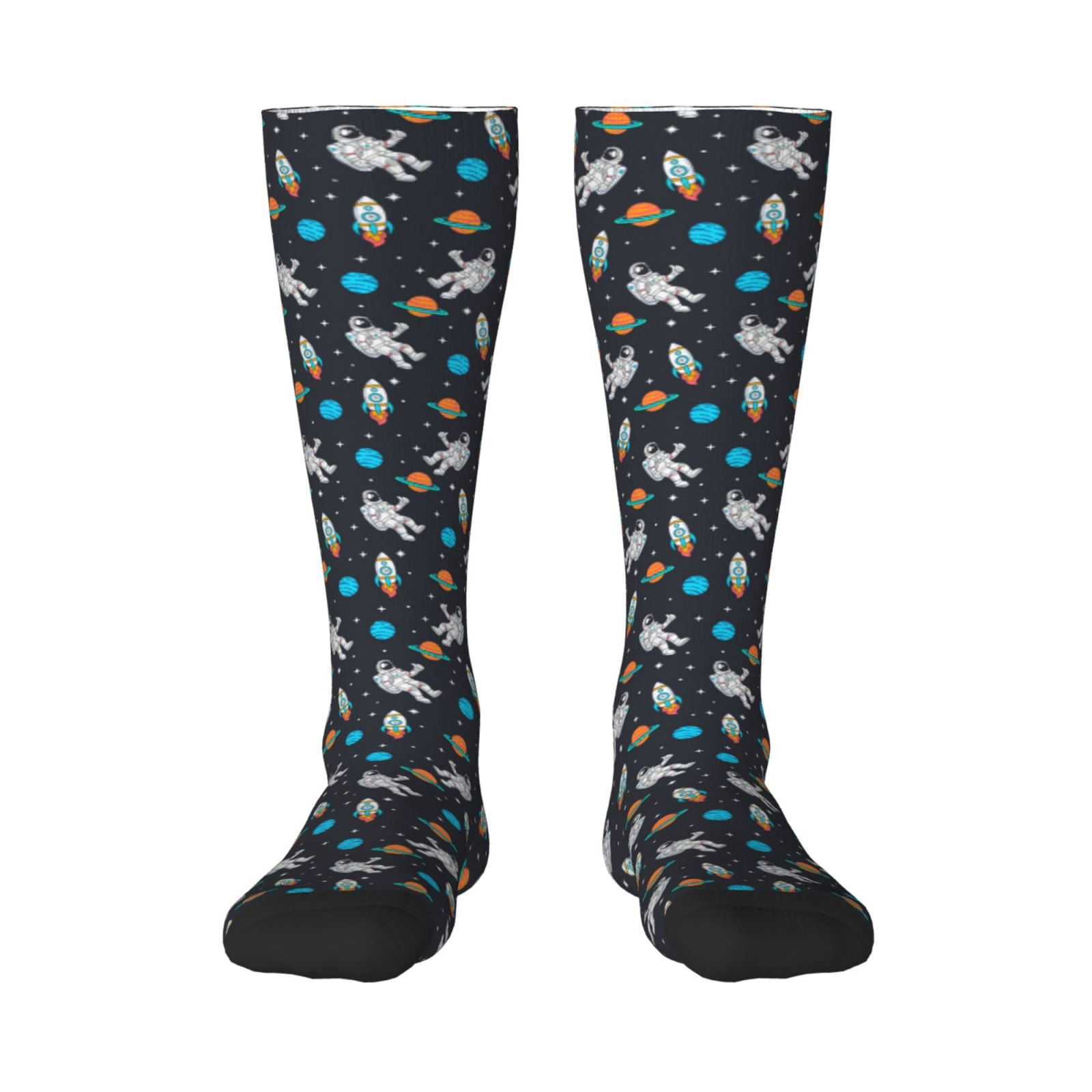 Vsdgher Space Print Thigh High Socks Extra Long Stretchy Sock Women ...