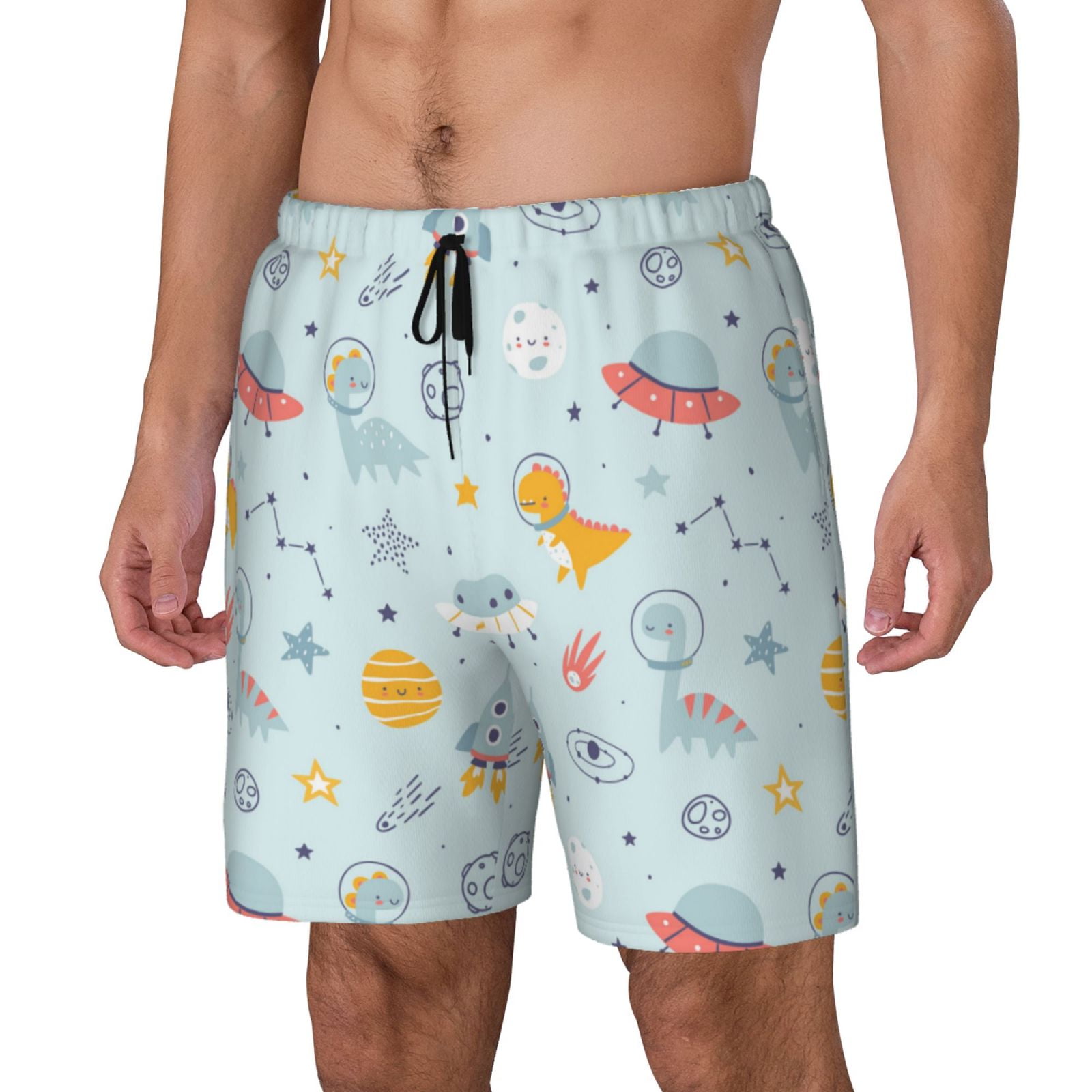 Vsdgher Space With Dino Astronauts for Mens Swim Trunks with ...