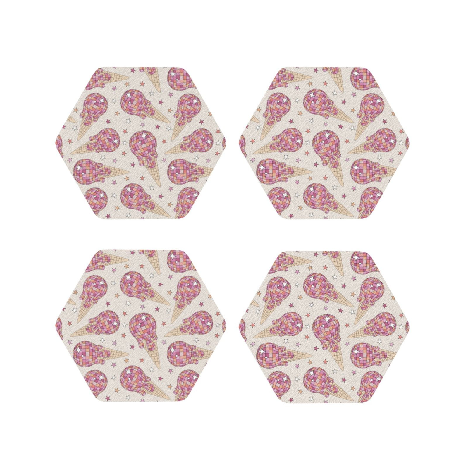 Vsdgher Sparkling Ice Cream Leather Coasters for Drinks, Durable Drink ...