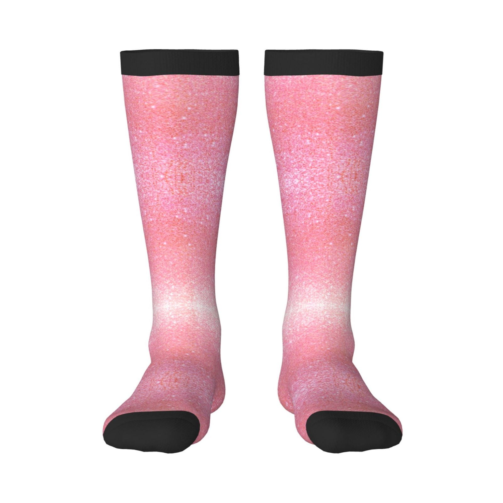 Vsdgher Sparkly Pink Glitter Print Thigh High Socks Extra Long Stretchy ...