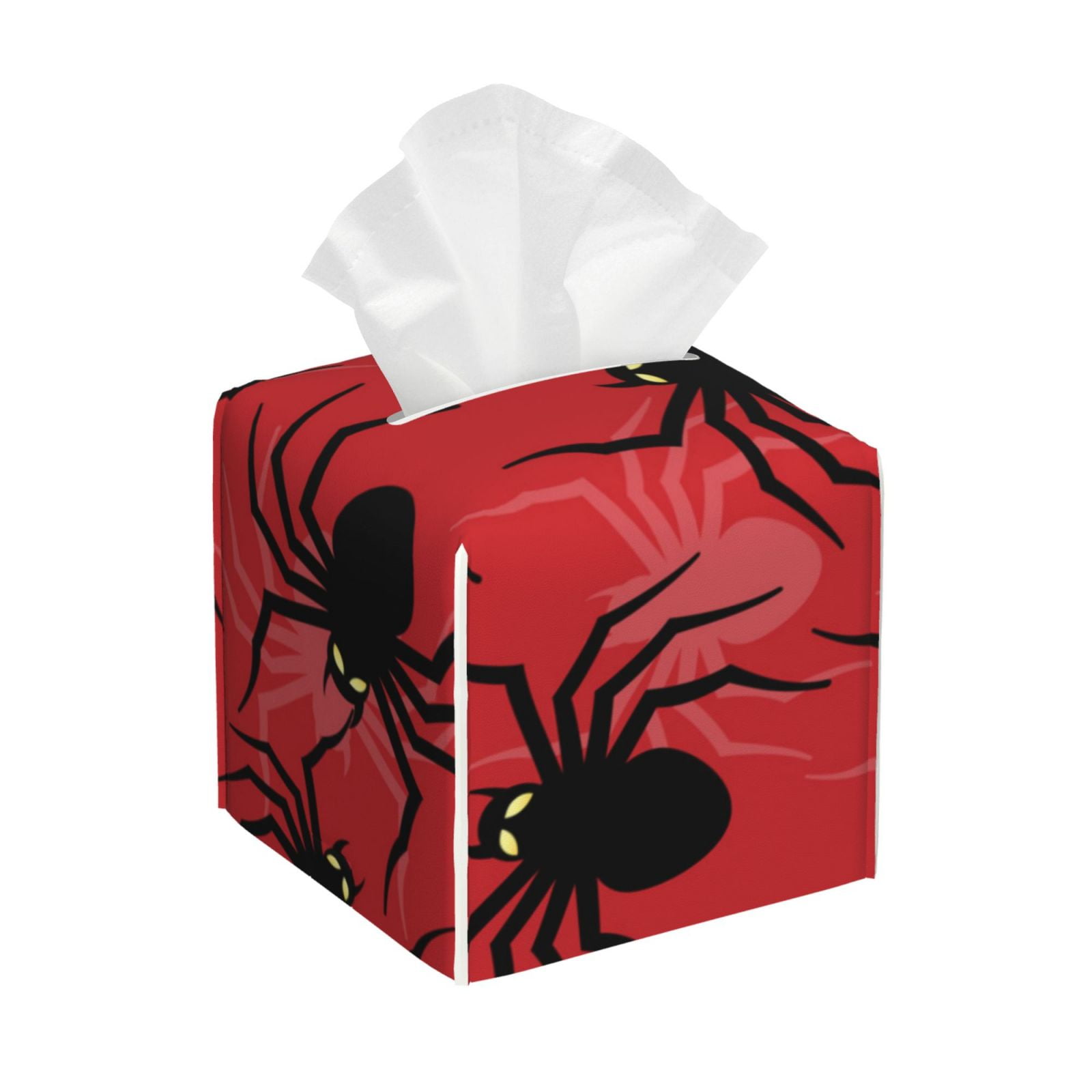 Vsdgher Spider Pattern Tissue Box Cover Holder, Square with Bottom Belt ...