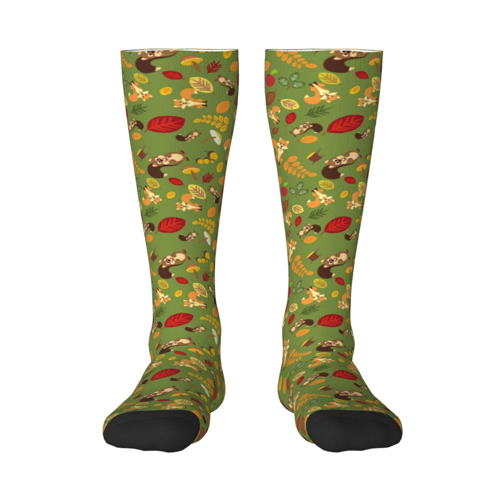 Vsdgher Squirrel And Fox In The Forest Print Thigh High Socks Extra ...