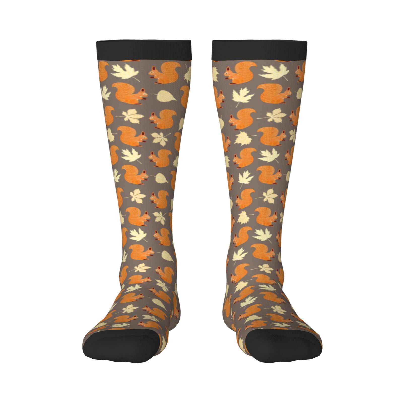 Vsdgher Squirrel And Maple Leaves Print Thigh High Socks Extra Long ...