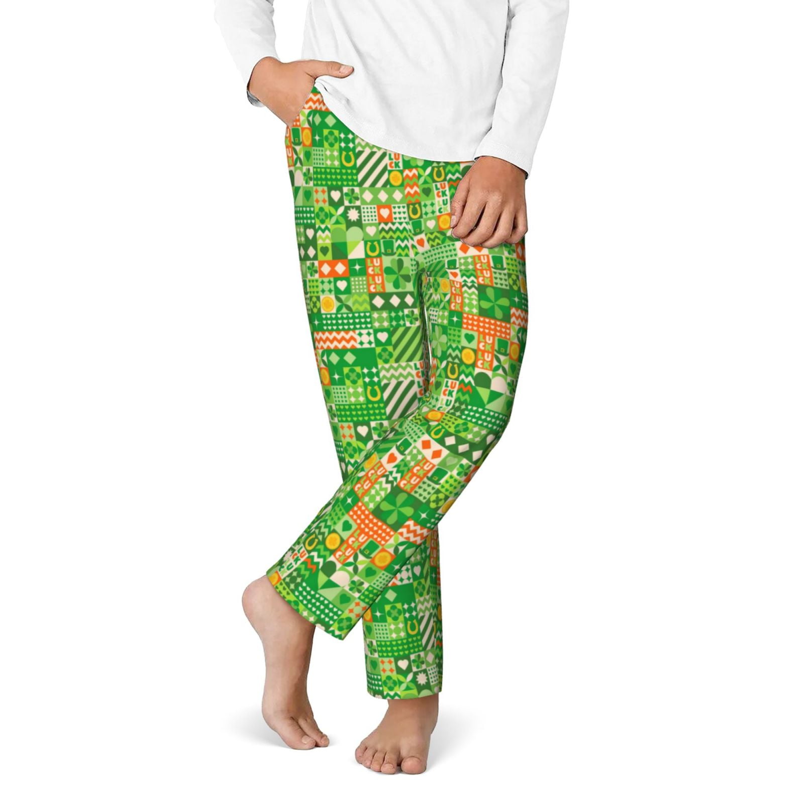 Vsdgher St Patrick's Day6 Print Kids Pajama Pants,Long Sleep Plaid ...