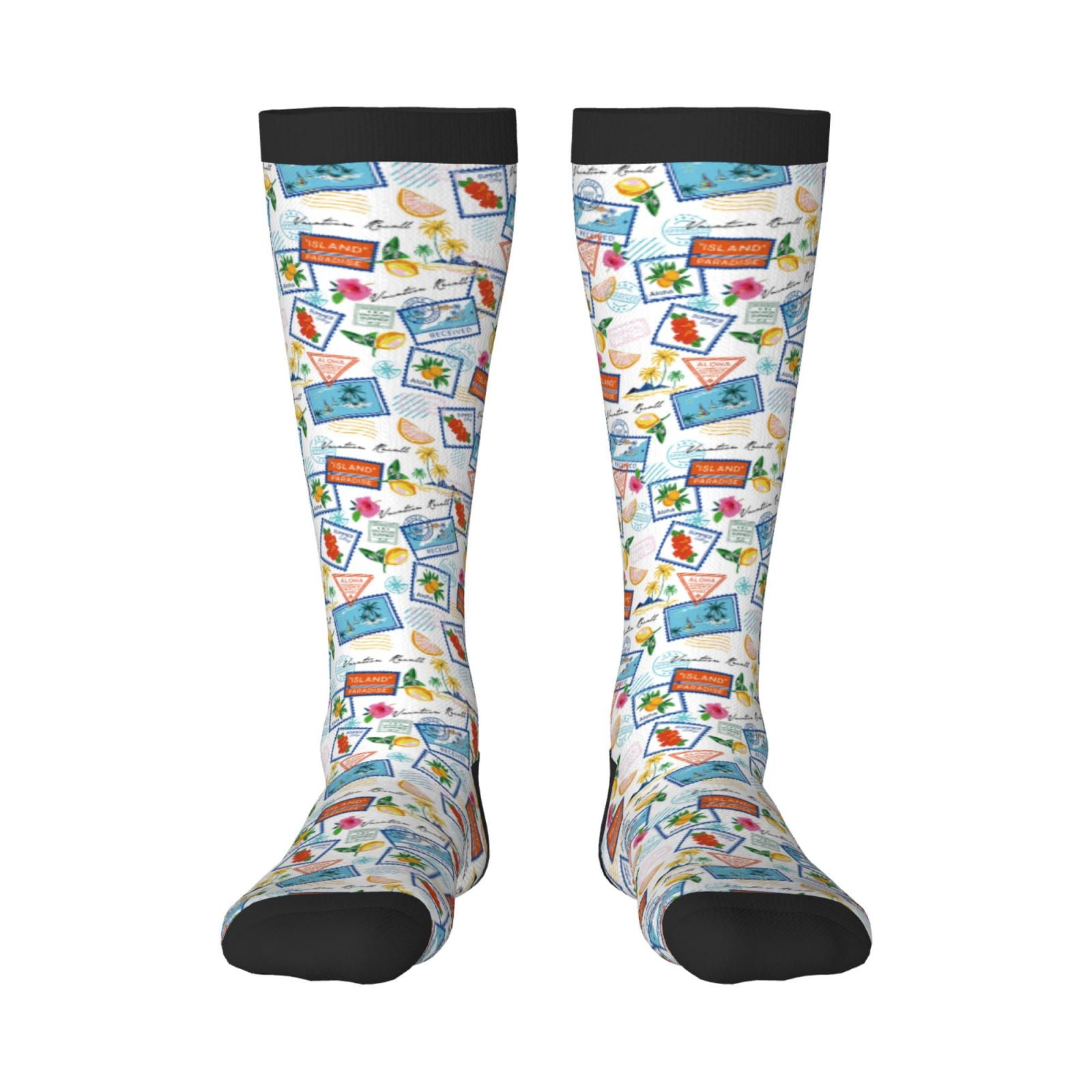 Vsdgher Stamp Print Thigh High Socks Extra Long Stretchy Sock Women ...