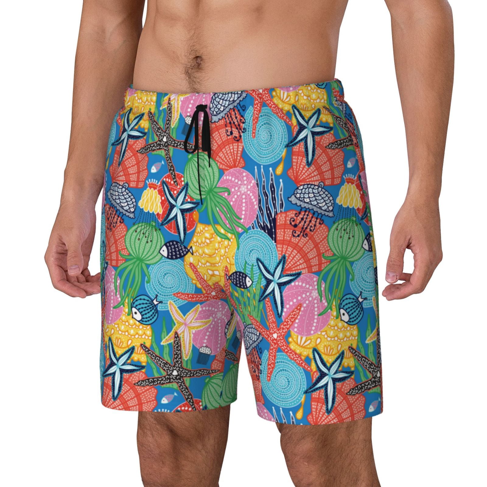 Vsdgher Starfish And Algae for Mens Swim Trunks with Compression Liner ...