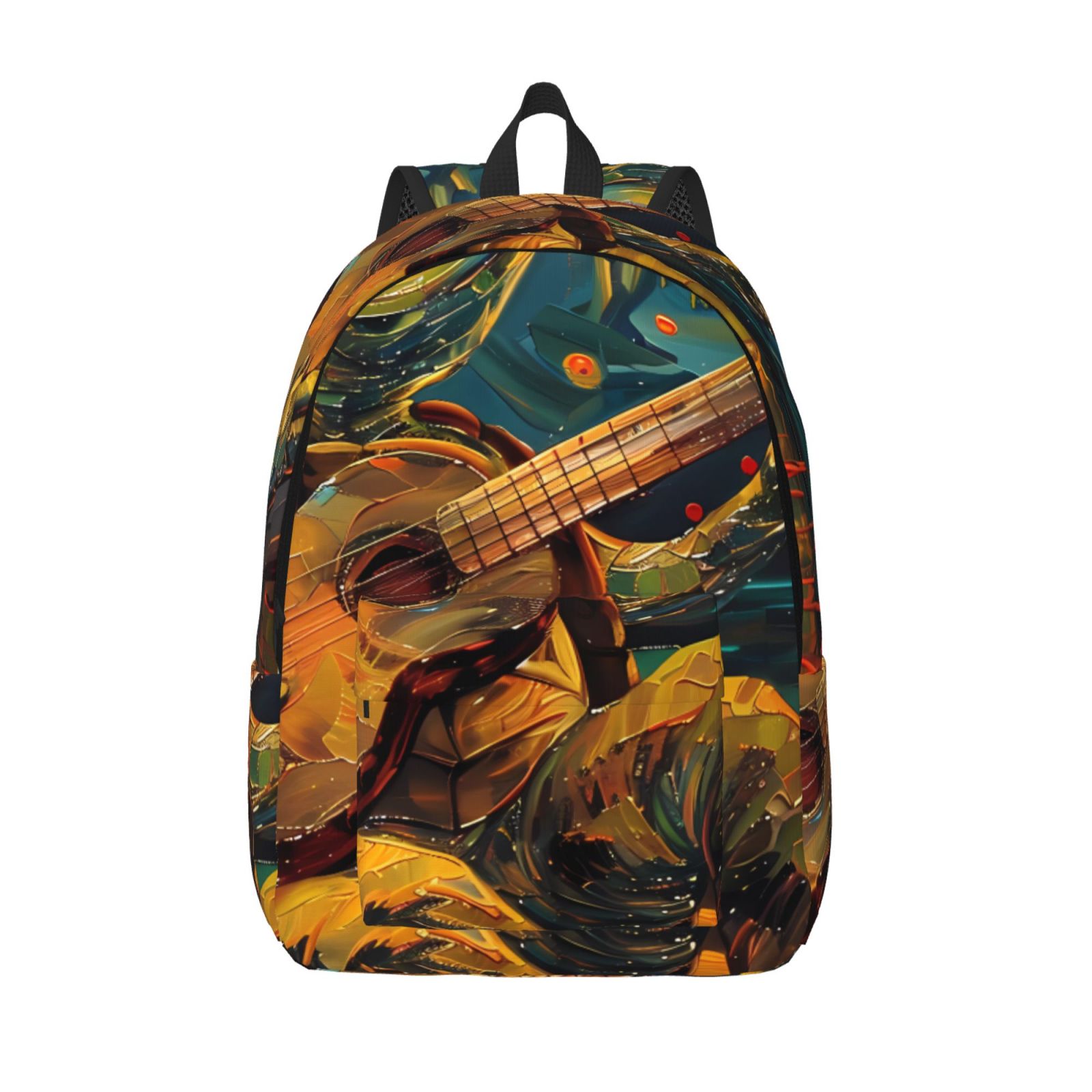 Vsdgher Starry Night Guitar Turtle Print Canvas Backpack Travel ...