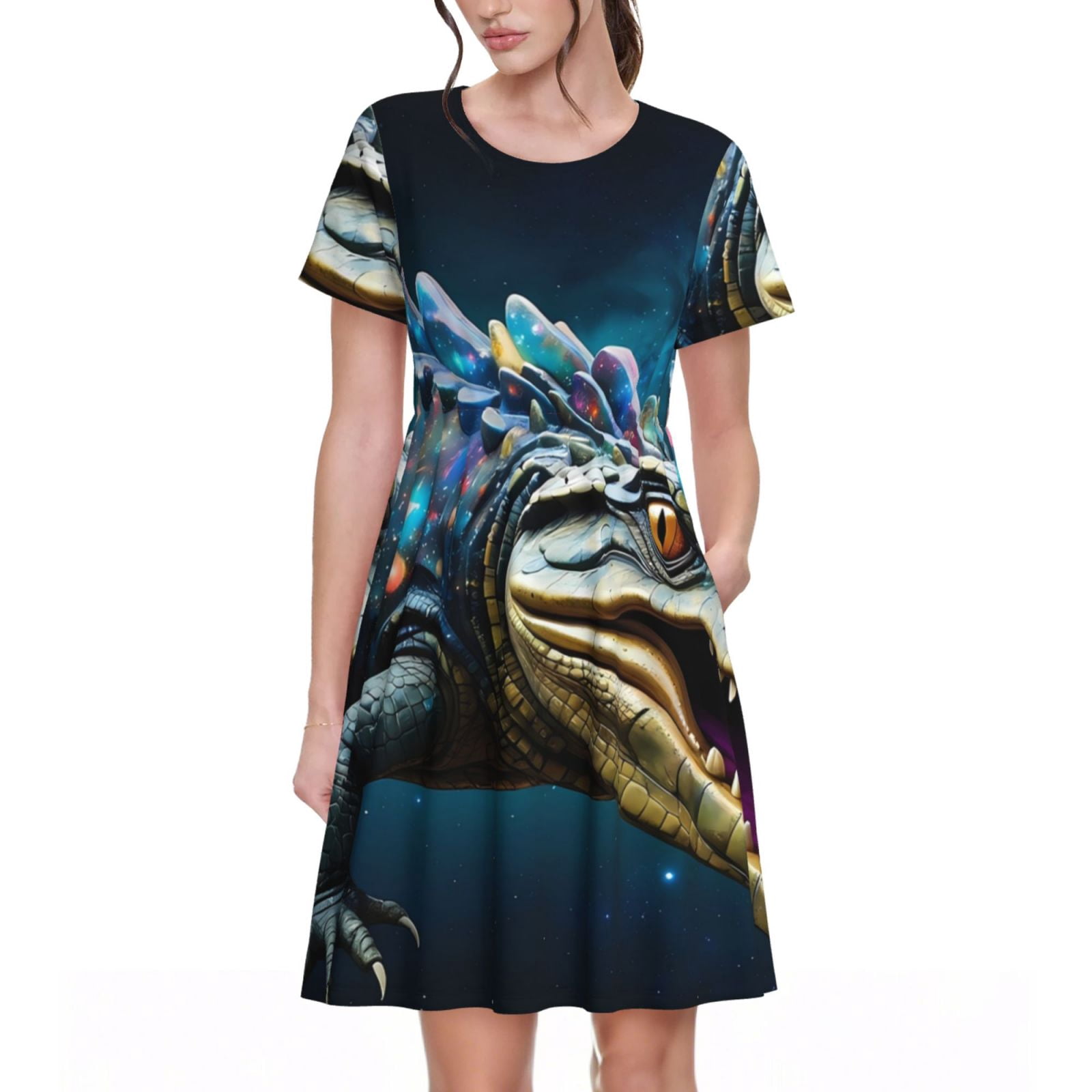 Vsdgher Starry Sky Colorful Crocodile for Womens Summer 2025 Casual ...