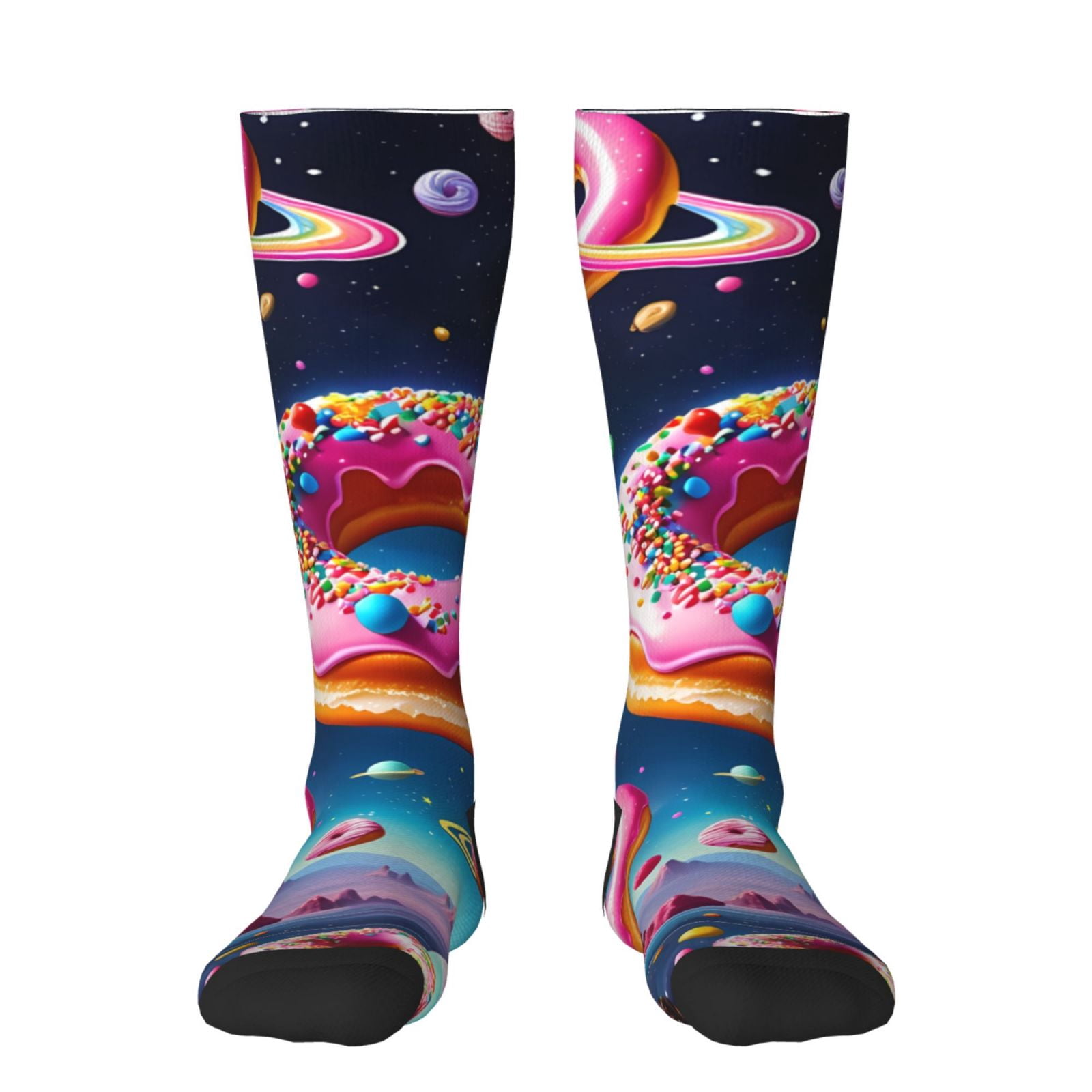 Vsdgher Starry Sky Colorful Donut Print Thigh High Socks Extra Long ...