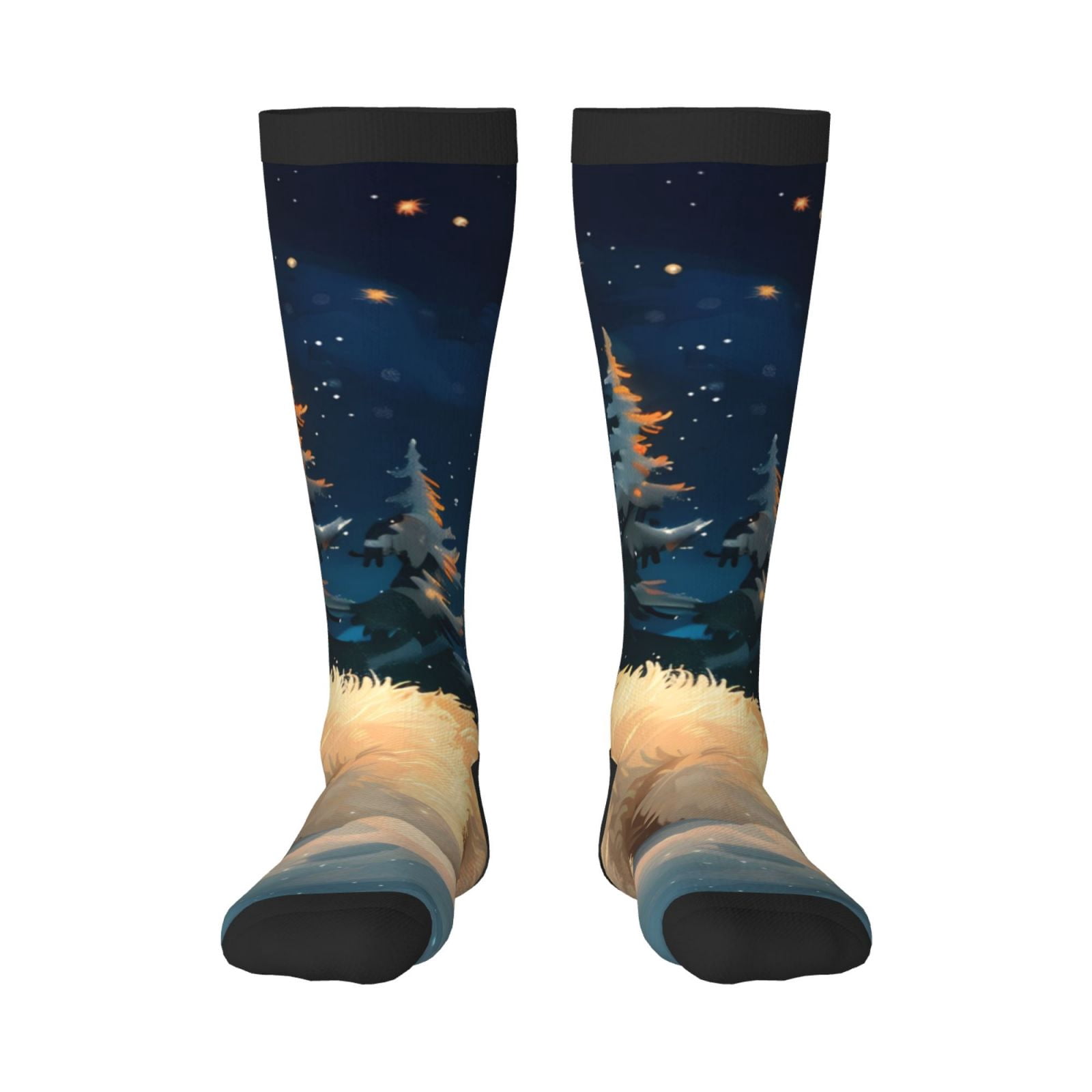 Vsdgher Starry Sky Sleep White Bear Print Thigh High Socks Extra Long ...