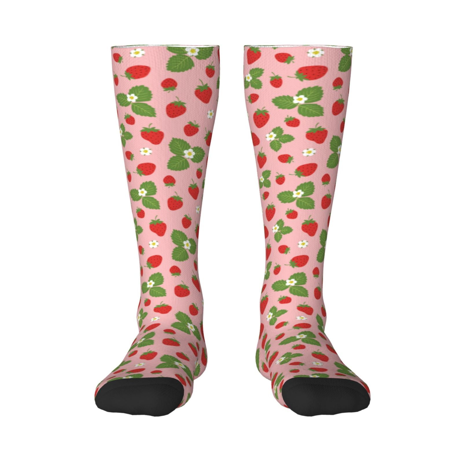 Vsdgher Strawberries Print Thigh High Socks Extra Long Stretchy Sock Women Over Knee High Opaque ...