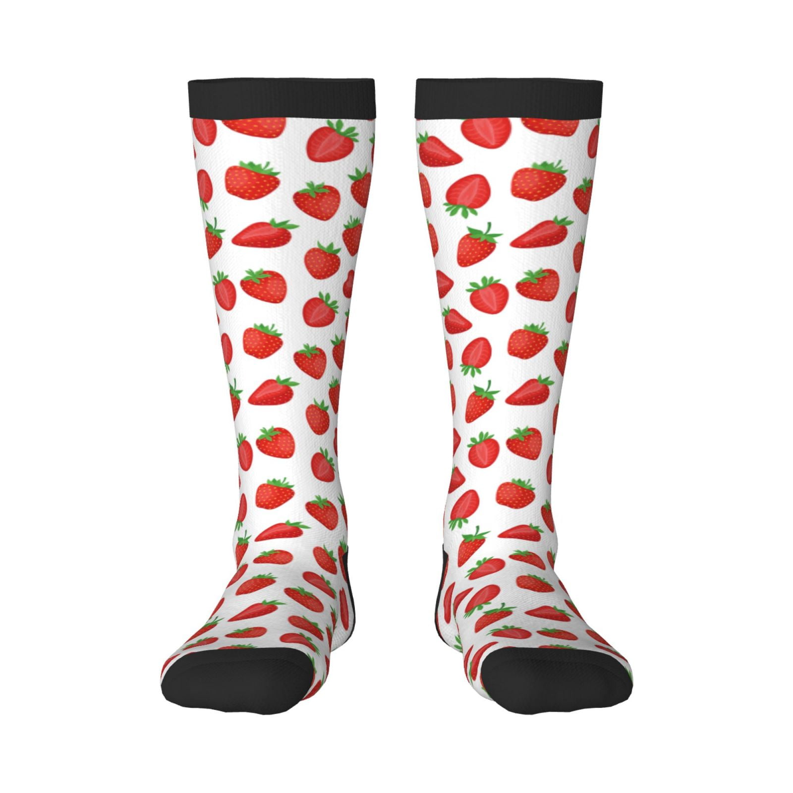 Vsdgher Strawberries Print Thigh High Socks Extra Long Stretchy Sock ...