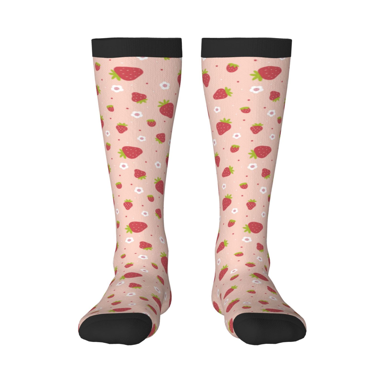 Vsdgher Strawberries Print Thigh High Socks Extra Long Stretchy Sock ...