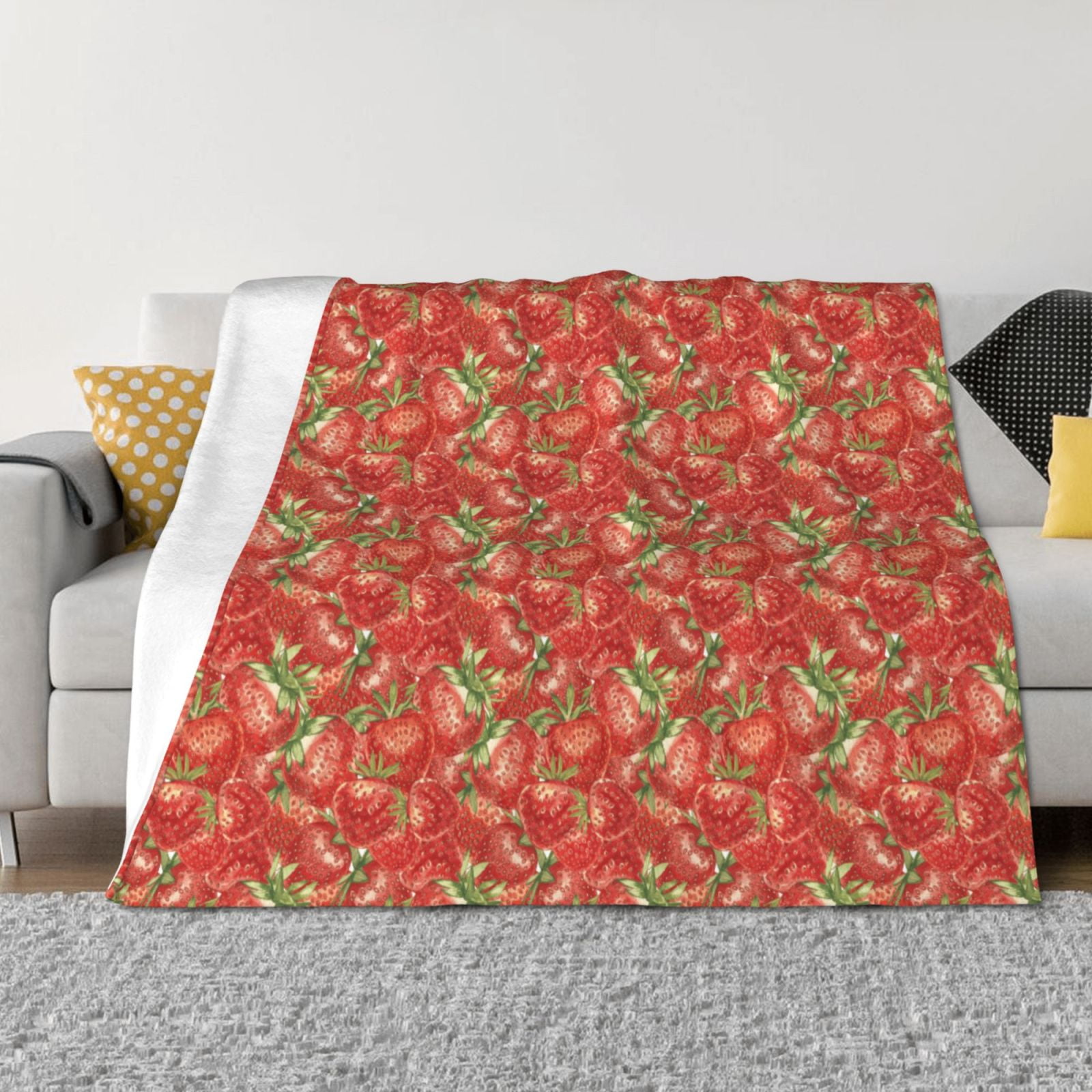 Vsdgher Strawberry Pattern Fleece Throw Blanket, Horizontal Fleece ...