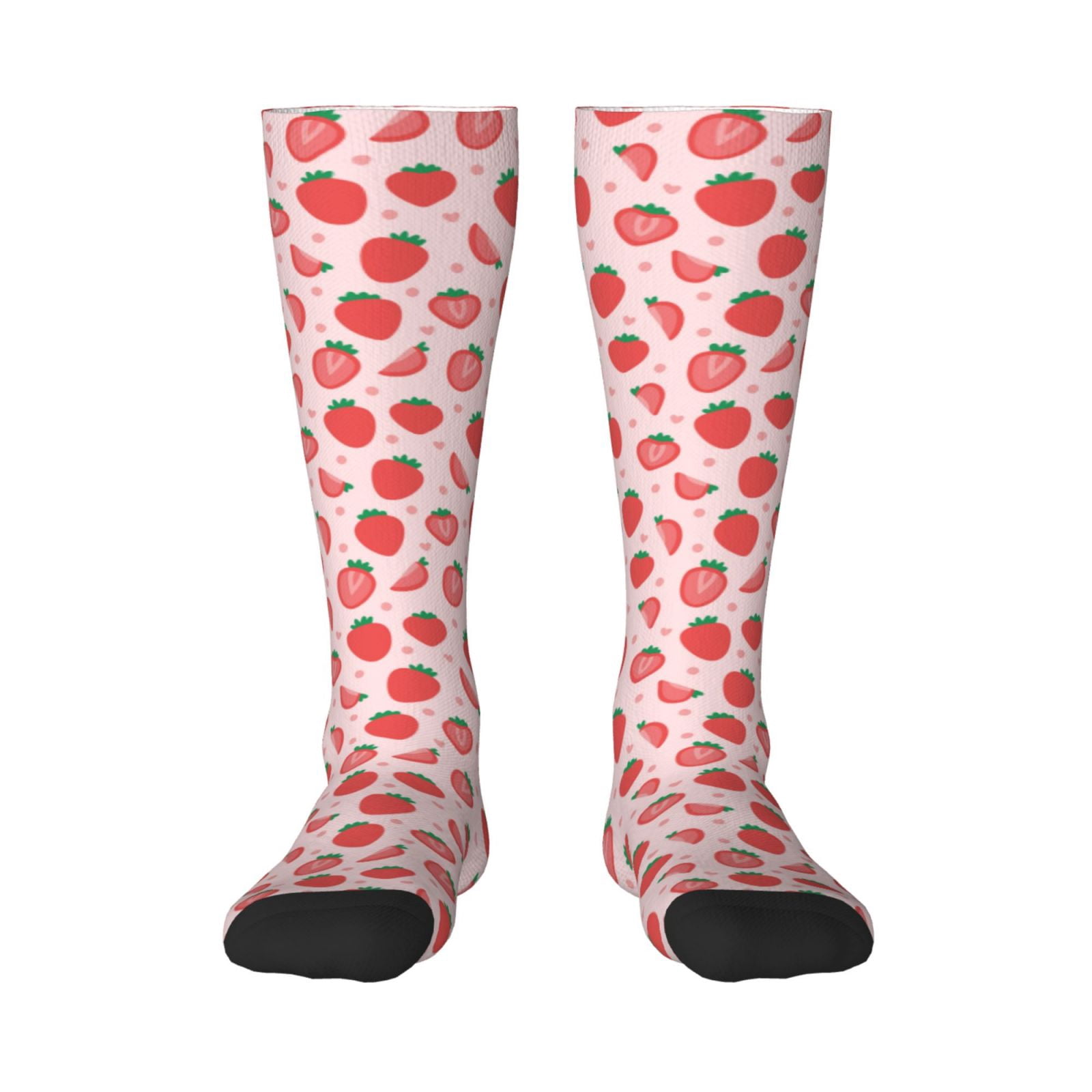 Vsdgher Strawberry Print Thigh High Socks Extra Long Stretchy Sock ...