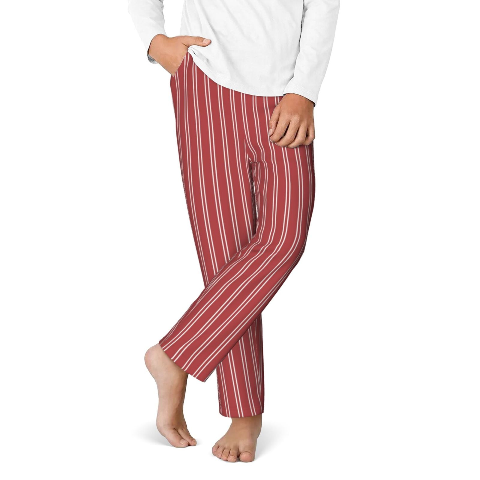 Vsdgher Stripes Red White Print Kids Pajama Pants,Long Sleep Plaid ...
