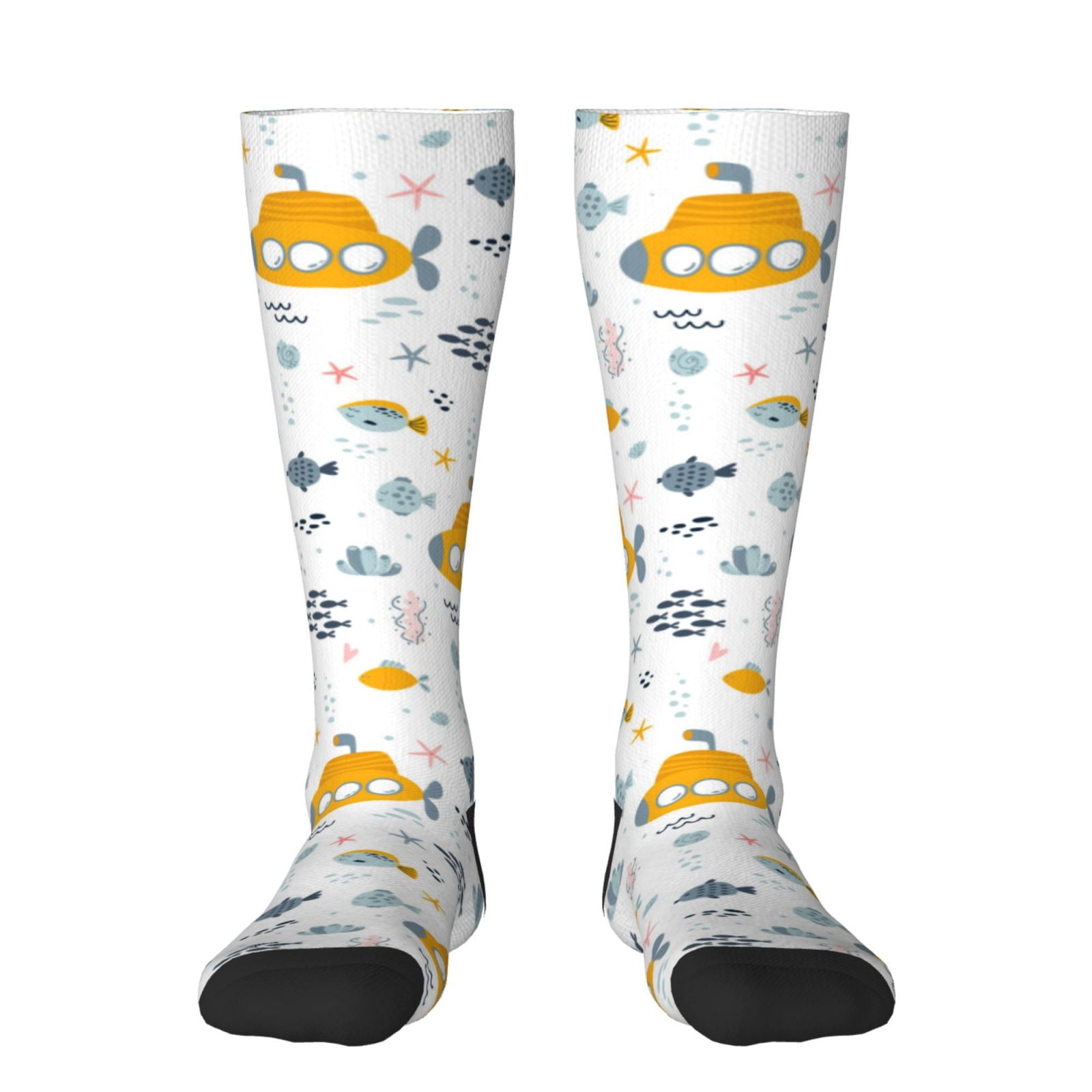 Vsdgher Submarine Ship Print Thigh High Socks Extra Long Stretchy Sock ...