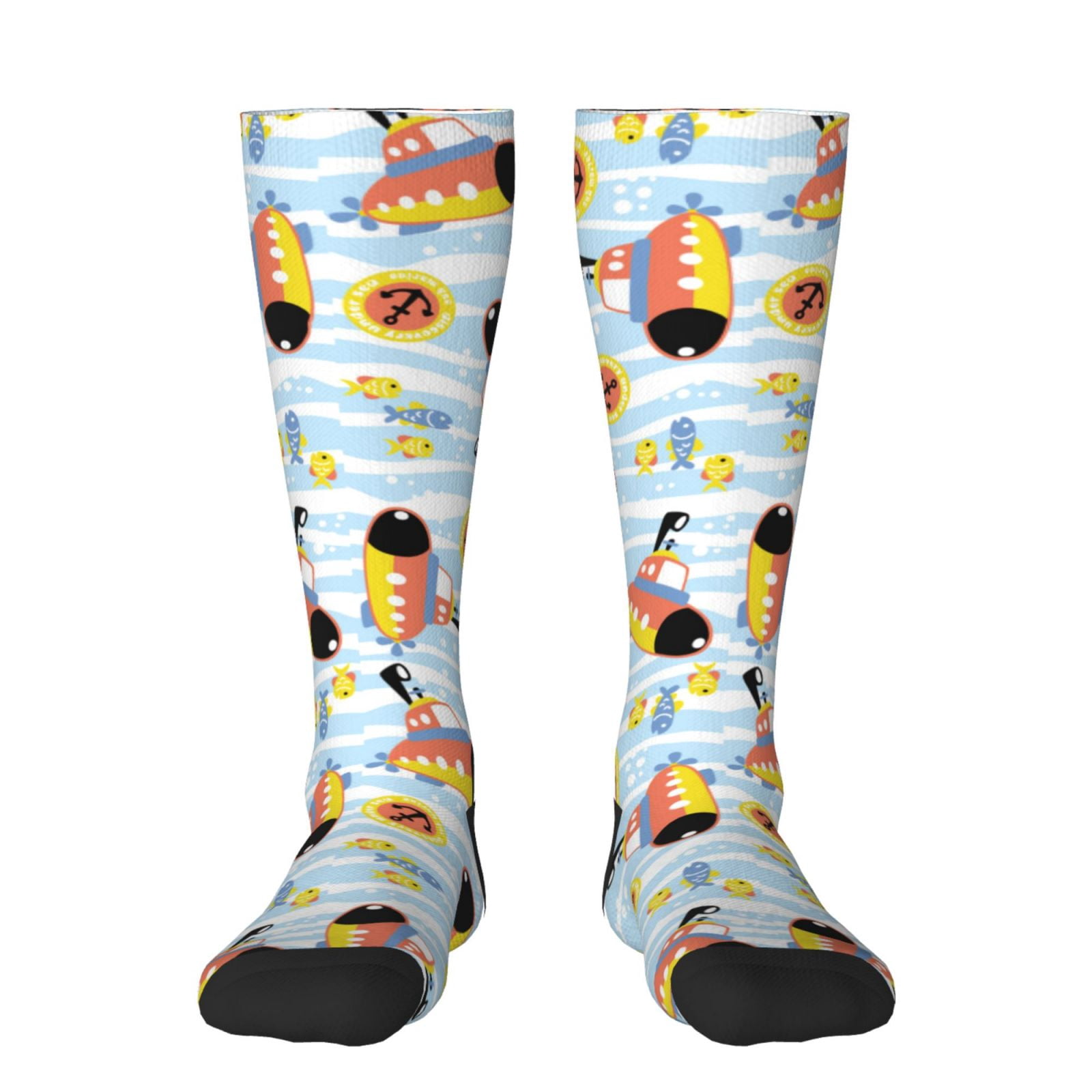Vsdgher Submarine With Fishes Undersea Print Thigh High Socks Extra ...