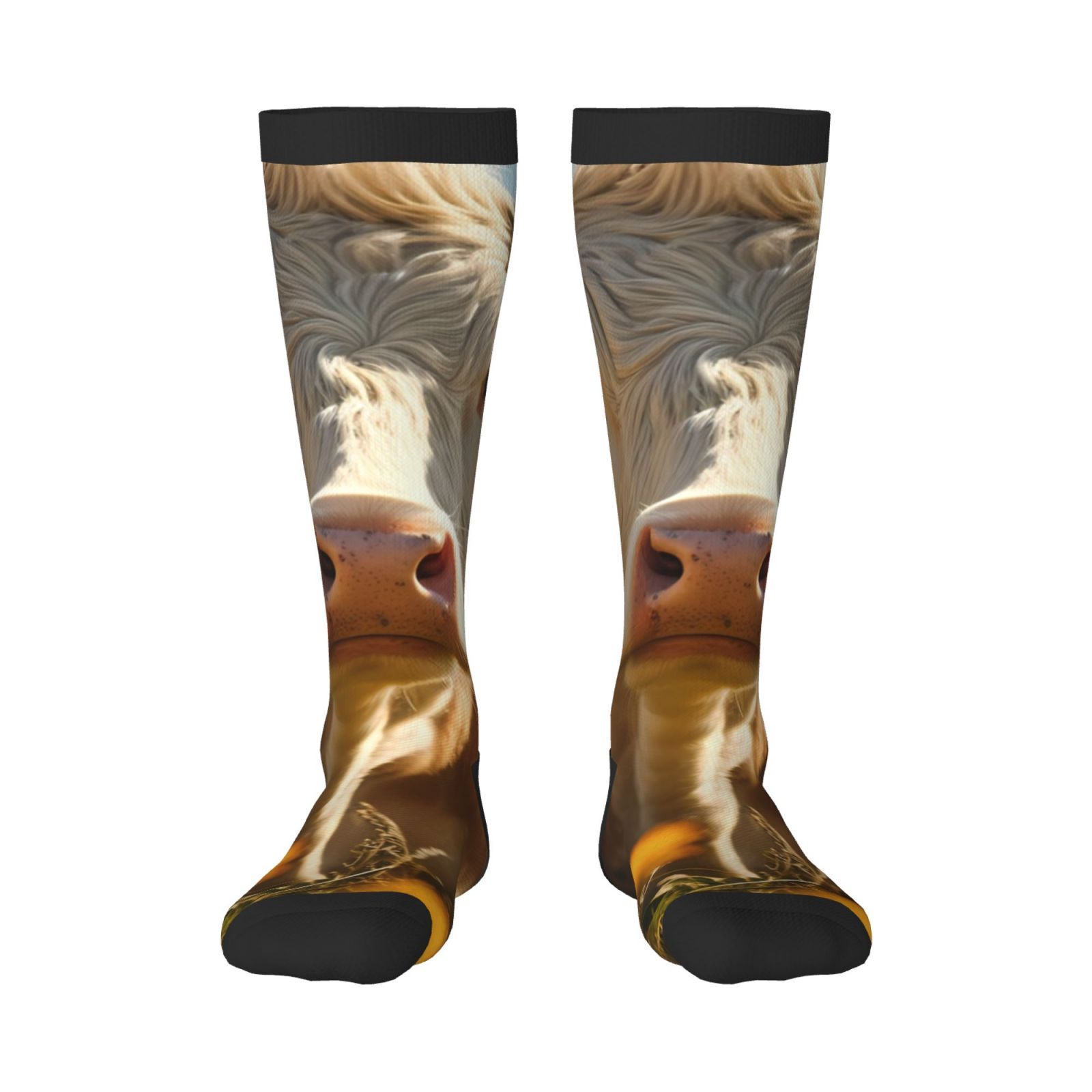 Vsdgher Sunflower Cow Pasture Print Thigh High Socks Extra Long ...