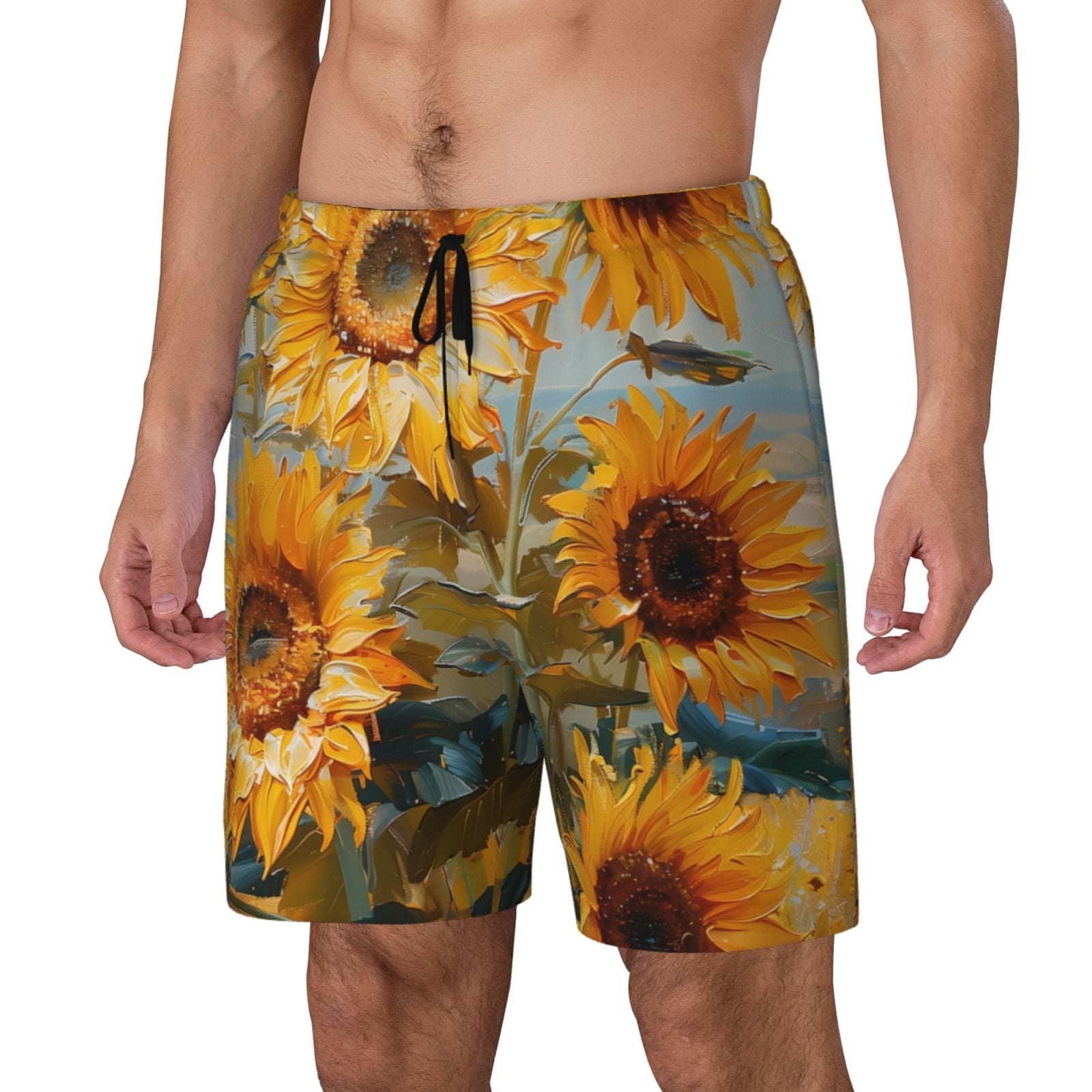 Vsdgher Sunflower Field Art for Mens Swim Trunks with Compression Liner Swim Shorts Swim Suits ...