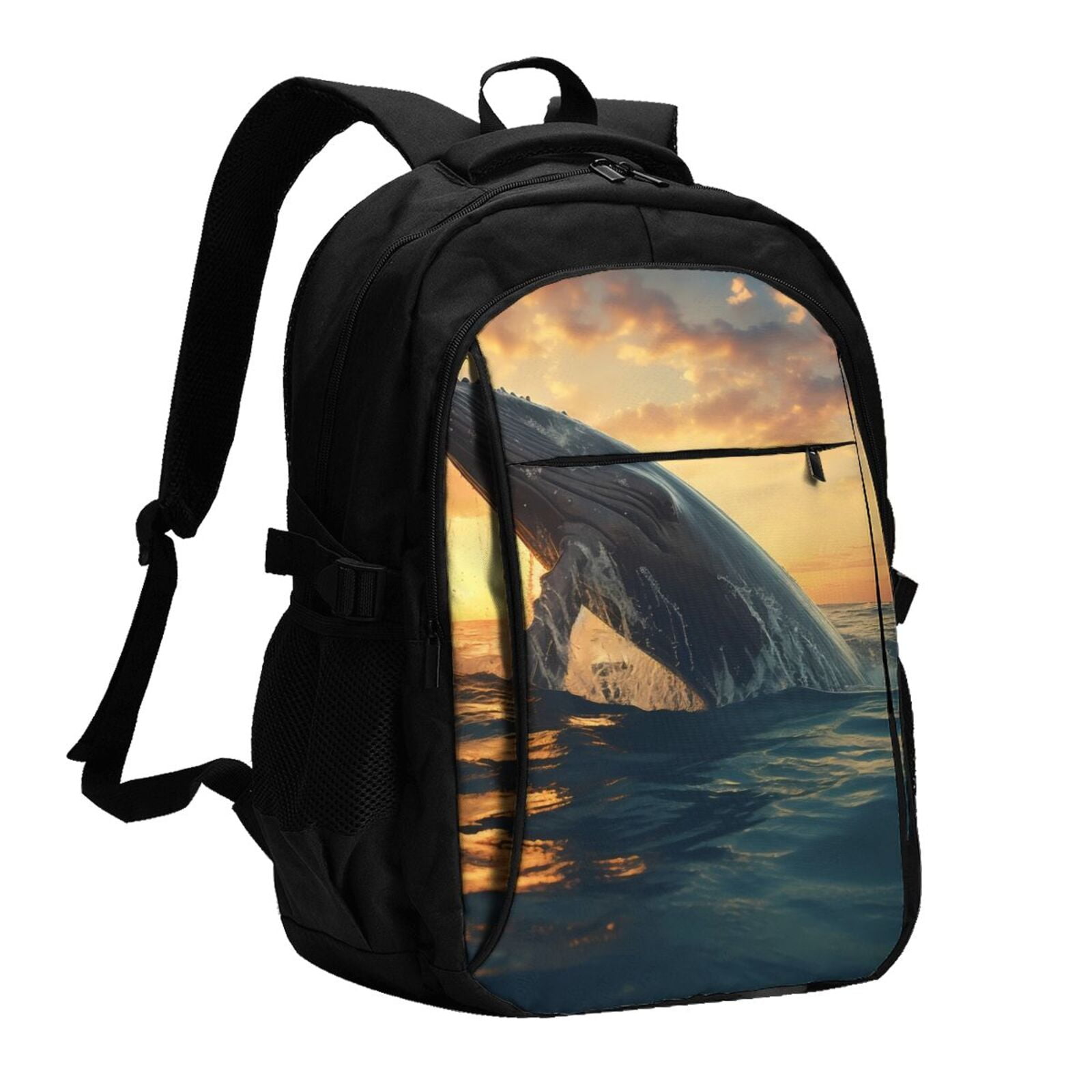 Vsdgher Sunset Ocean Whale Print Travel Laptop Backpack, Laptops ...