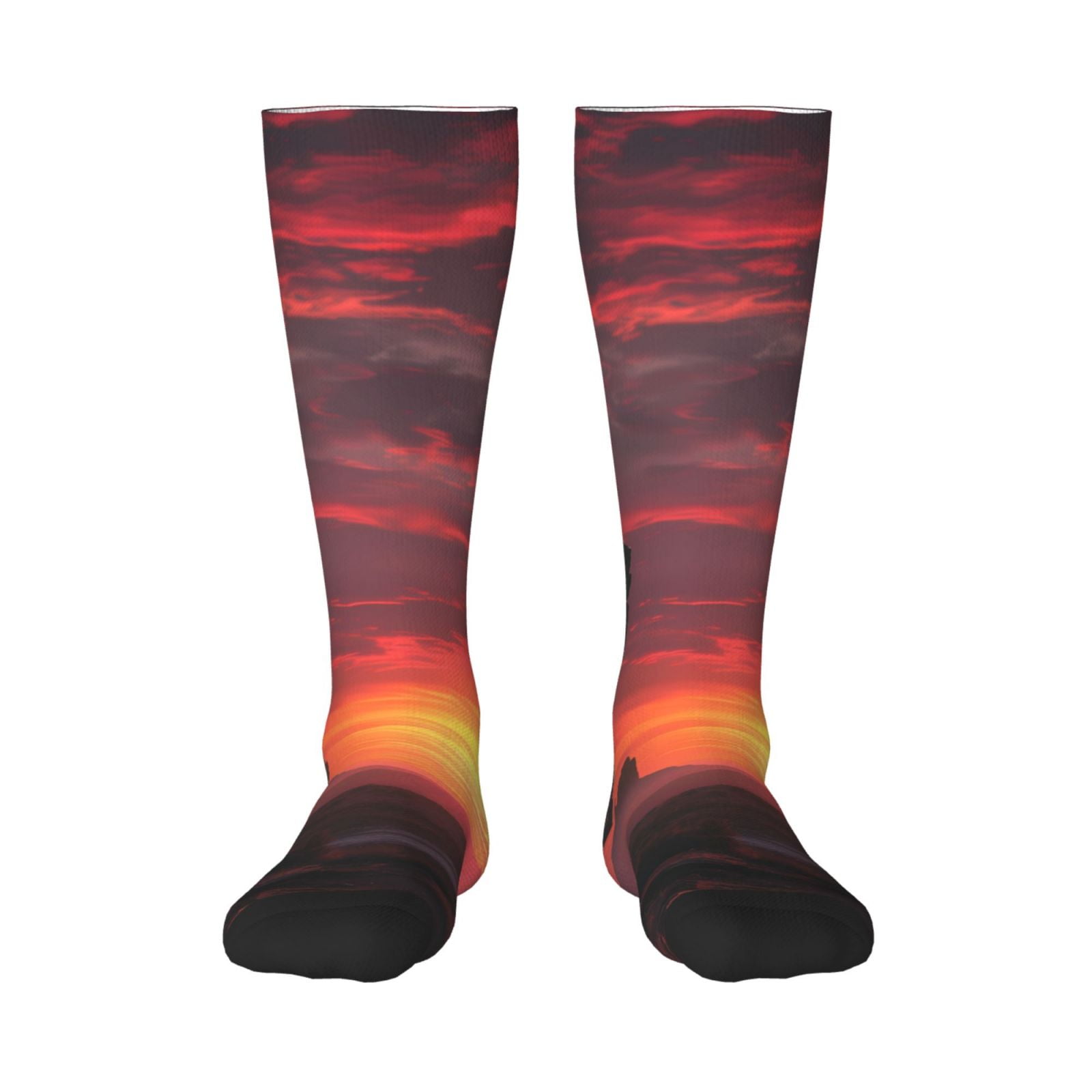 Vsdgher Sunset Western Desert Cowboy Print Thigh High Socks Extra Long Stretchy Sock Women Over ...